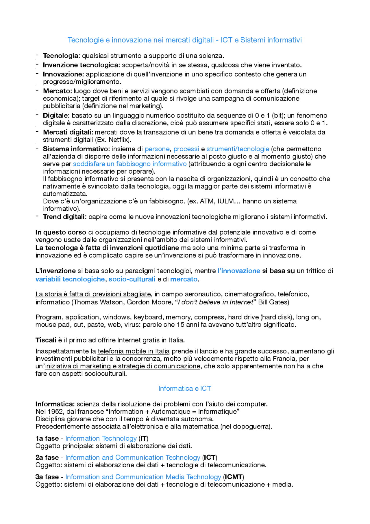 Appunti Sistemi Informativi E Trend Digitali Docsity