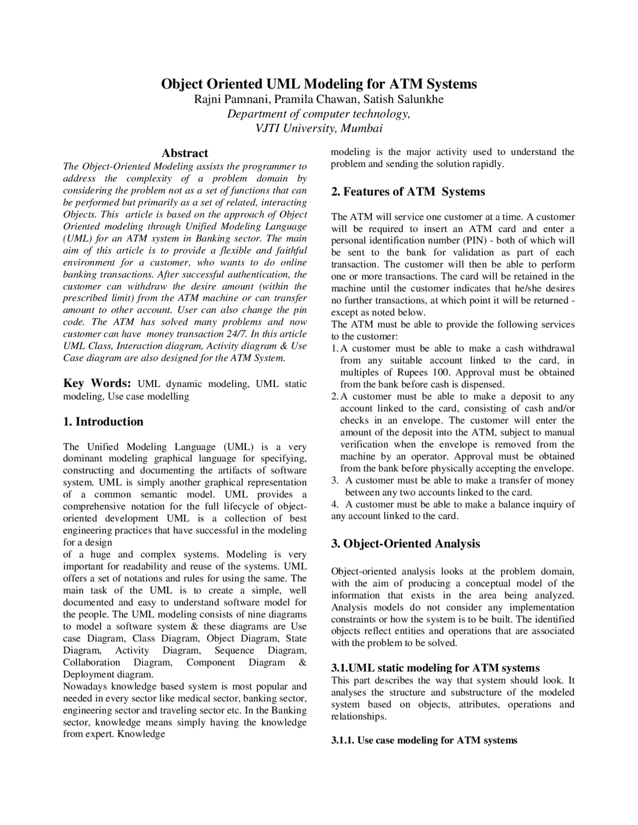 Object Oriented Uml Modelling Docsity