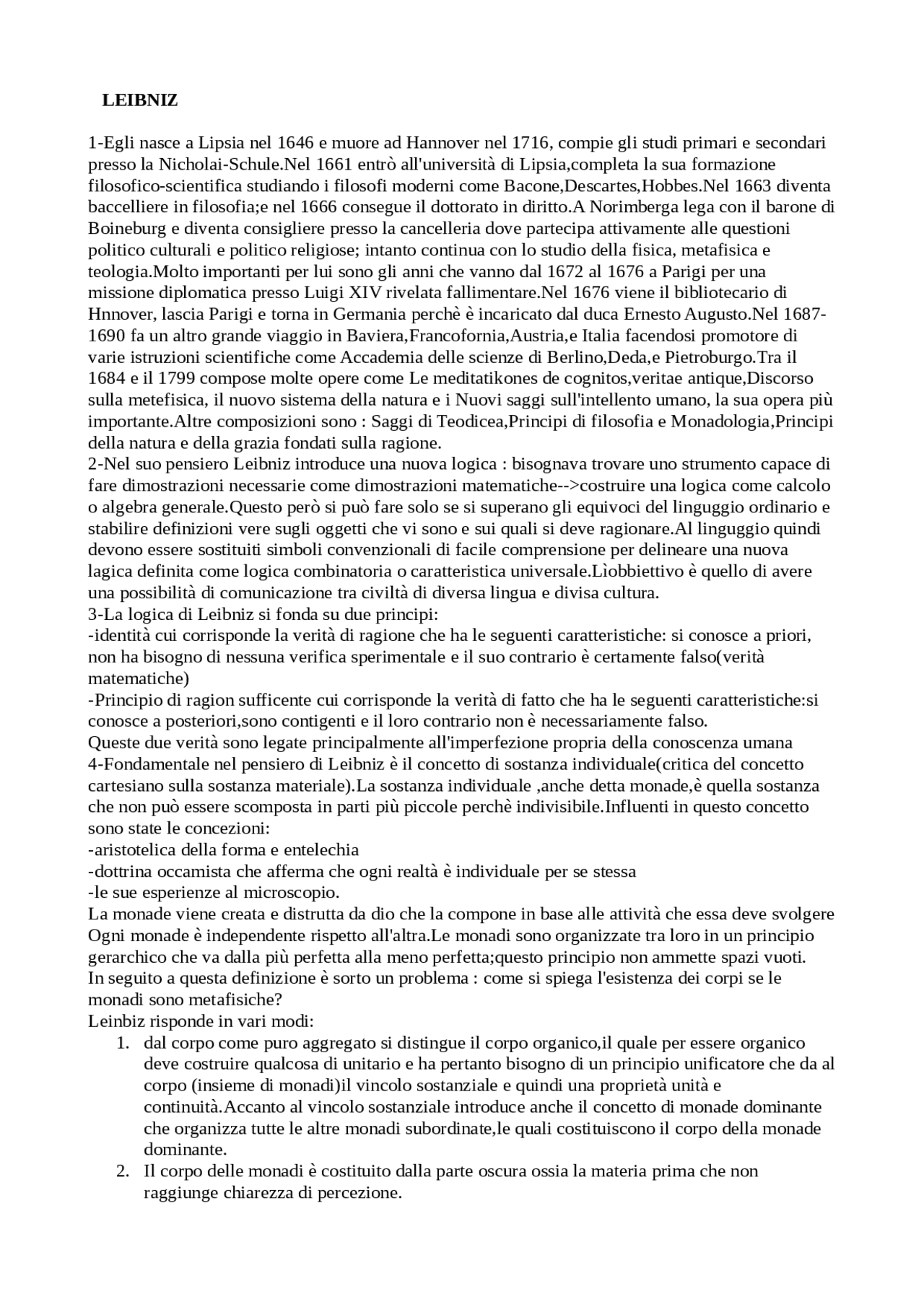 Leibniz La Vita E Il Pensiero Docsity