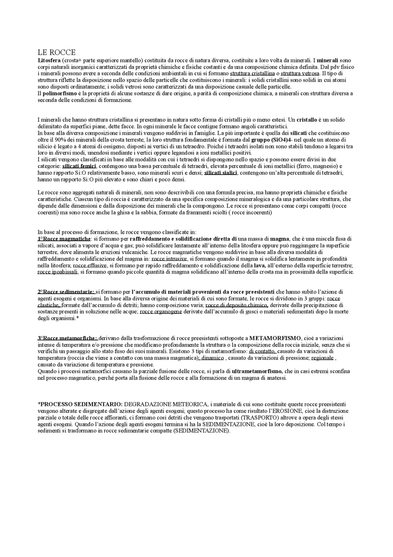 Le Rocce Scienze Della Terra Docsity