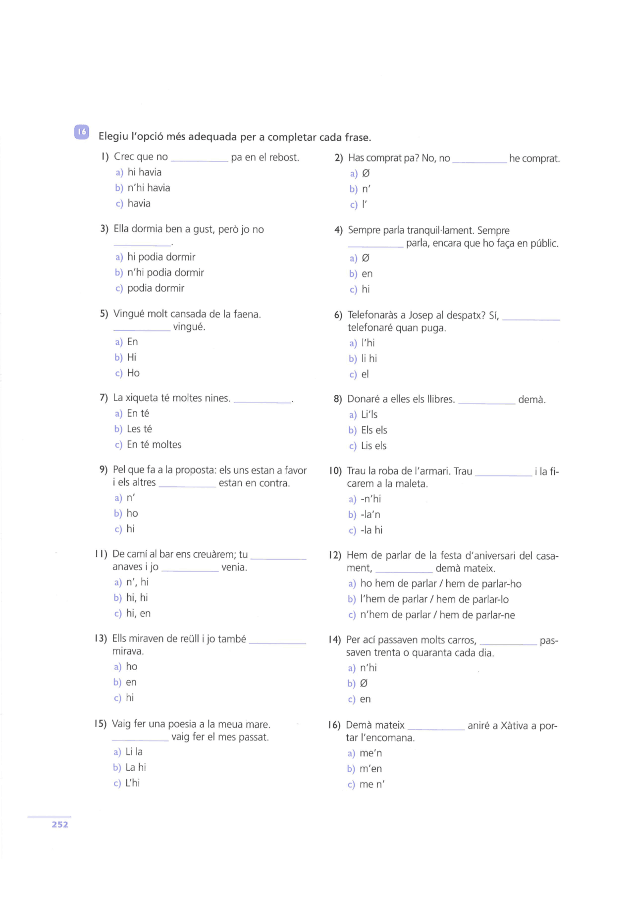 Ejercicios De Idioma Catalán Docsity