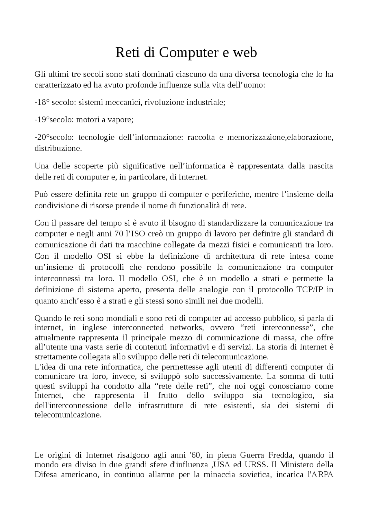 Le Reti Informatica Docsity