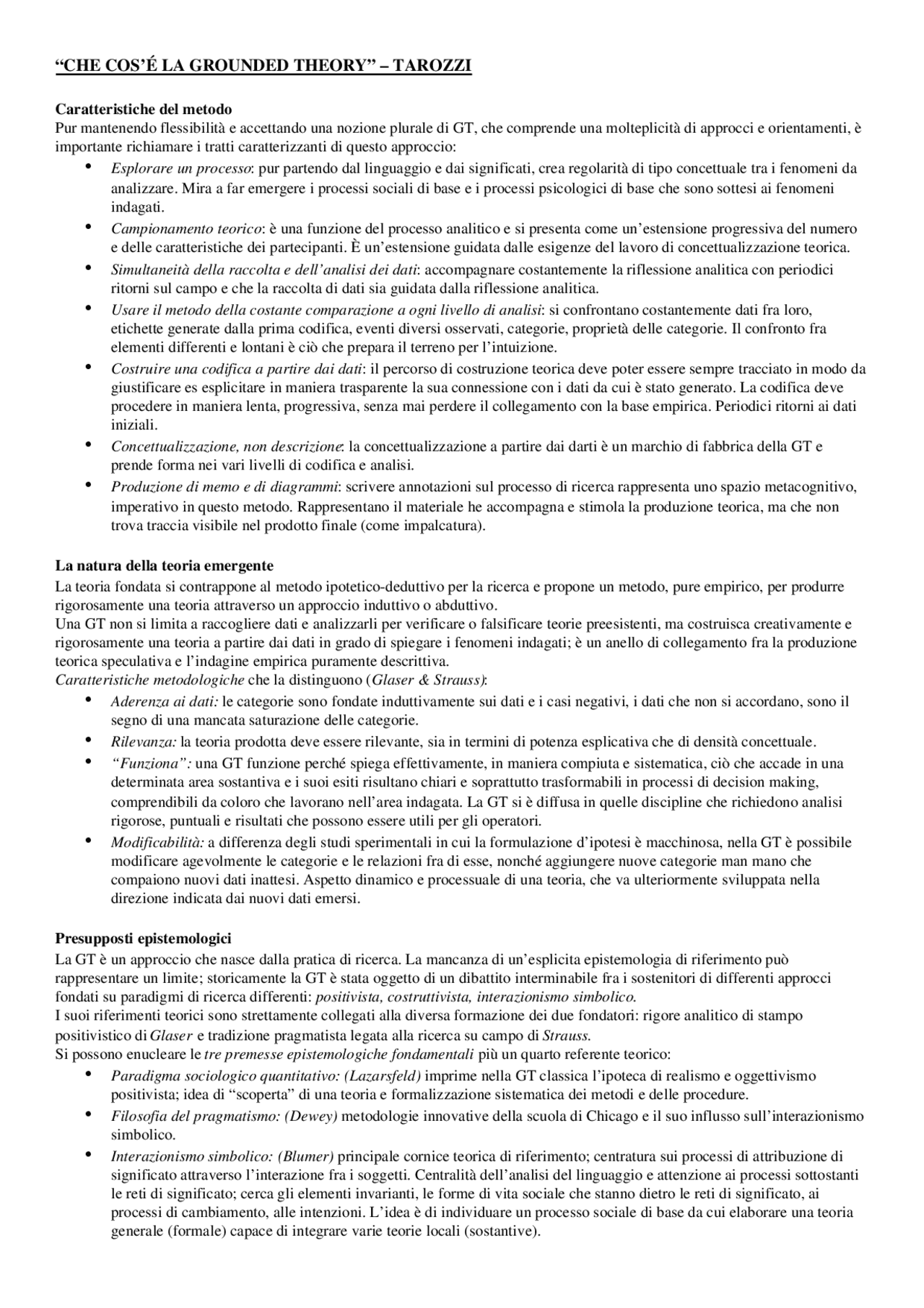 Teoria Della Grounded Theory Docsity