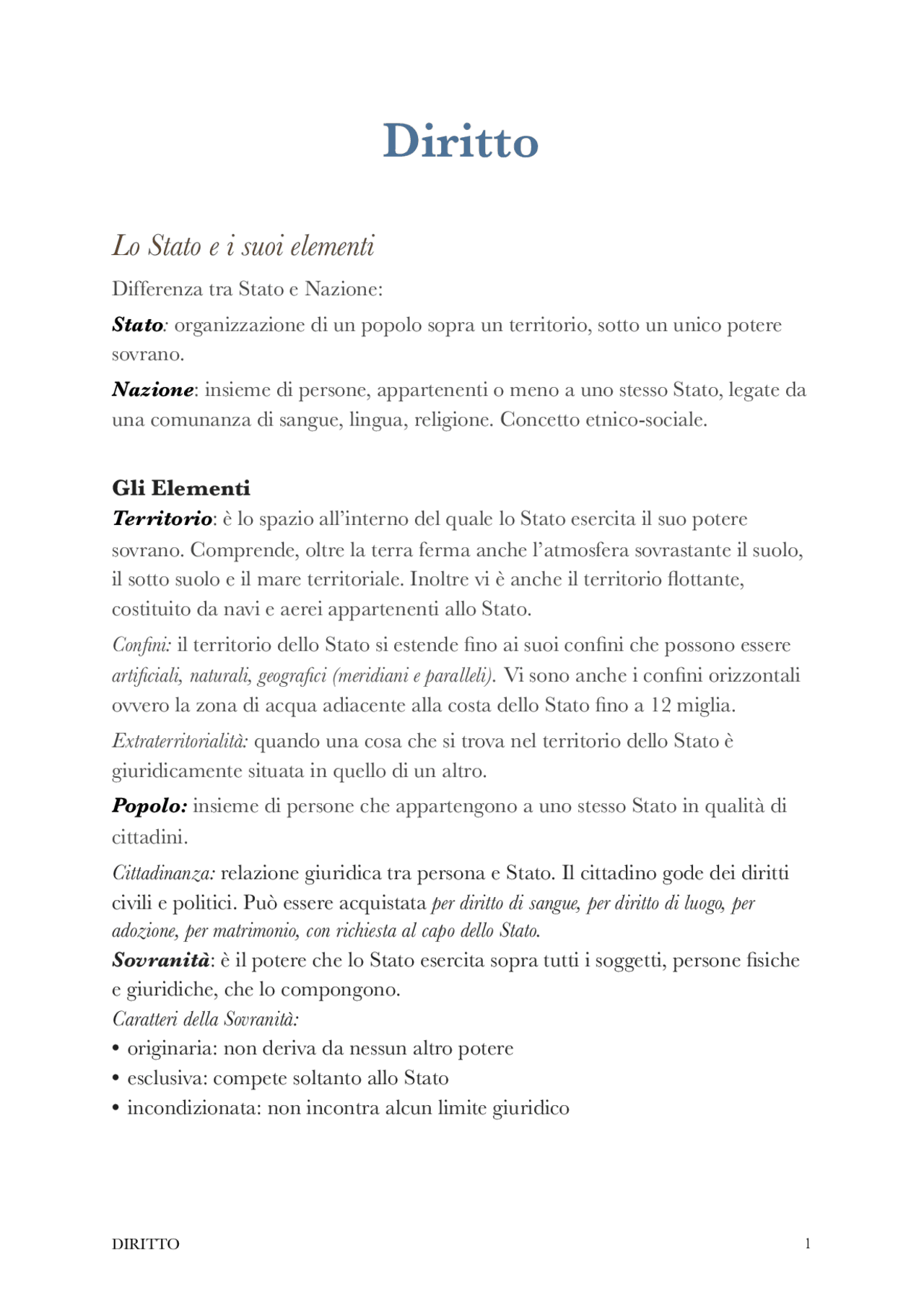 Diritto Scuola Superiore 5° Anno Appunti Di Diritto Docsity