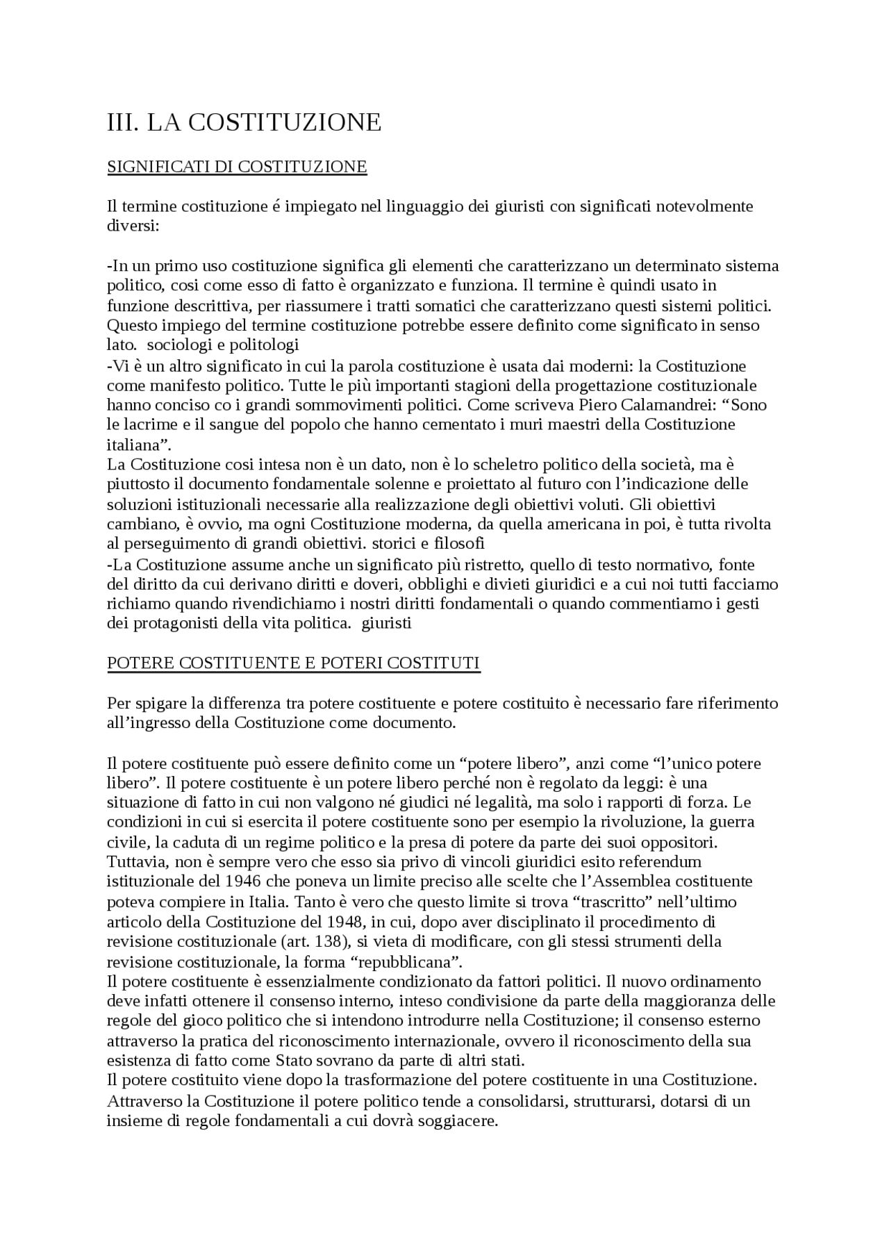 La Costituzione Delle Costituzioni Docsity