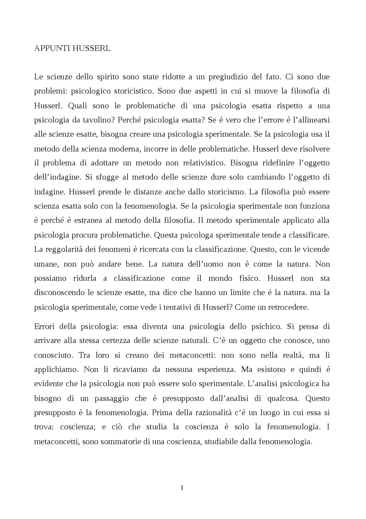 La Filosofia Come Scienza Rigorosa Husserl Docsity