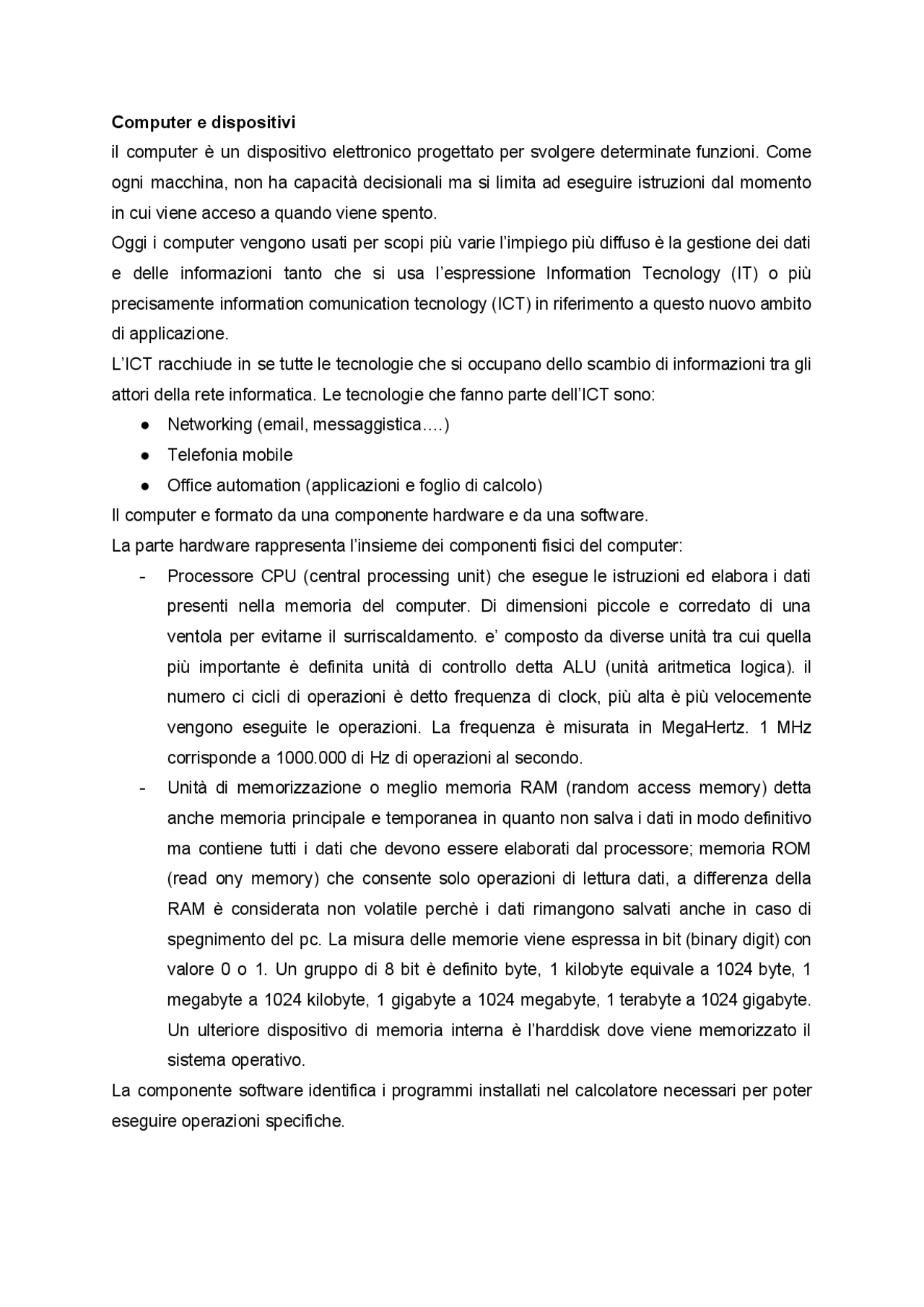 Idoneità Informatica Appunti Di Elementi Di Informatica Docsity