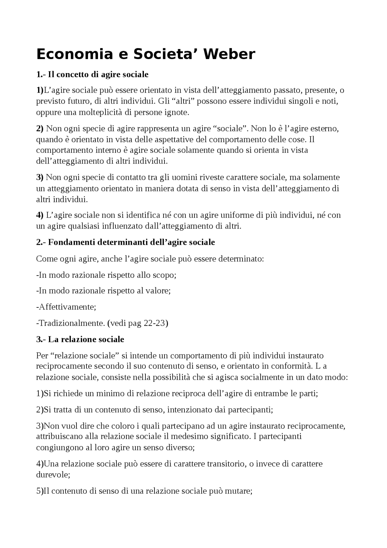 Economia E Società Di Max Weber Docsity