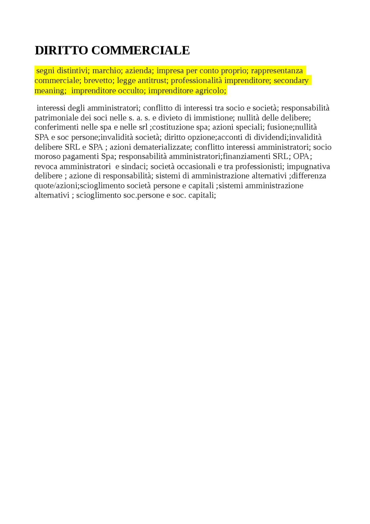 Domande Di Diritto Commerciale Docsity