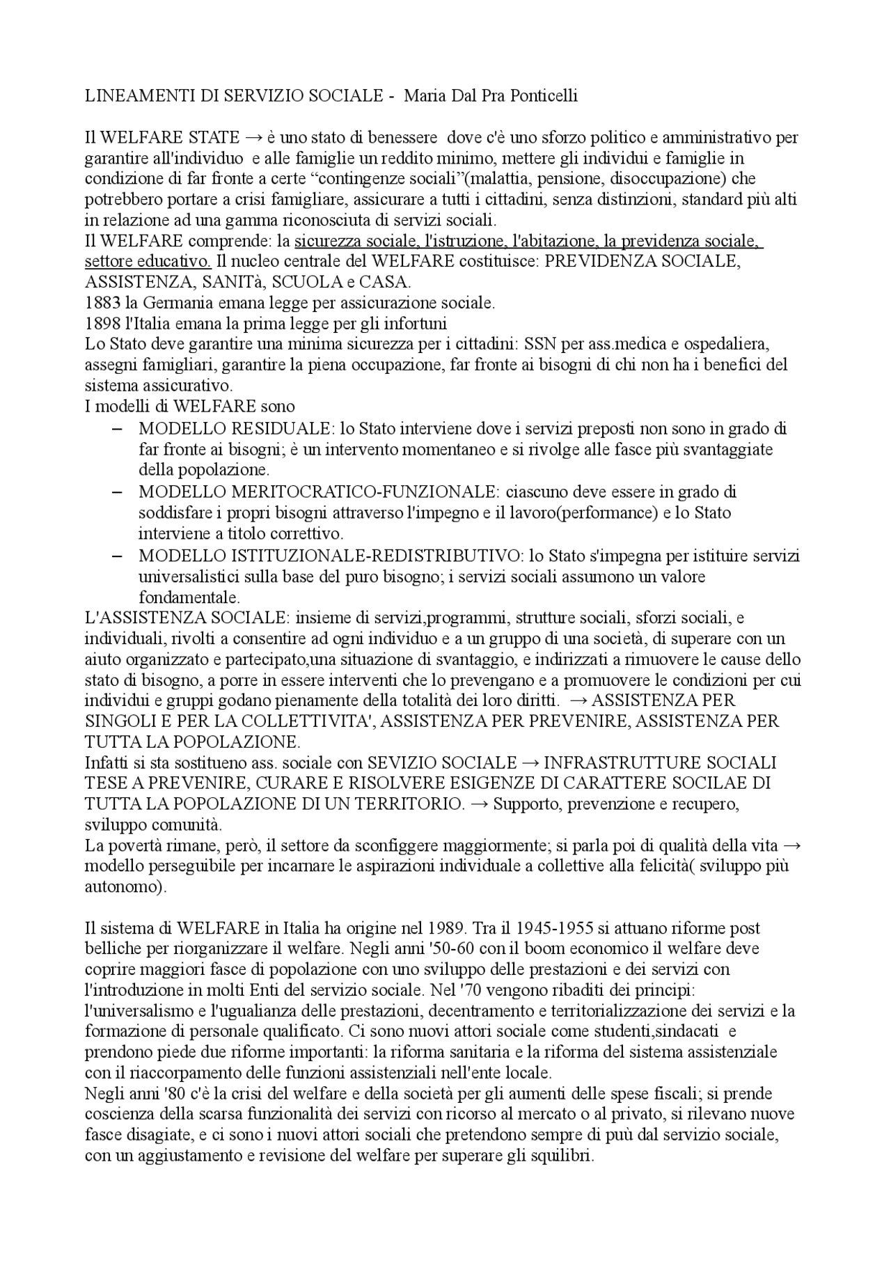 Metodi E Tecniche Del Servizio Sociale Docsity