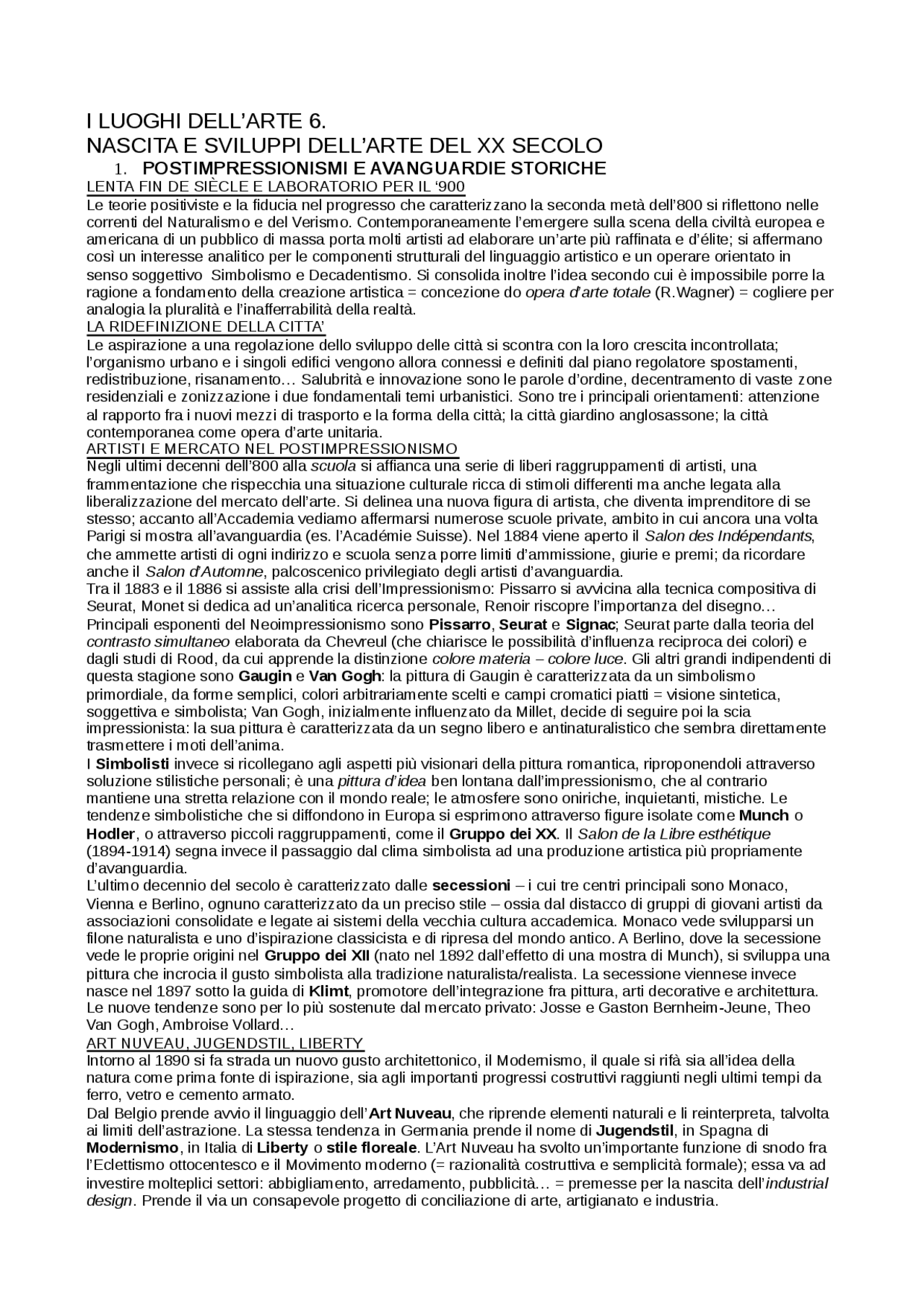 Riassunto I Luoghi Dellarte Docsity