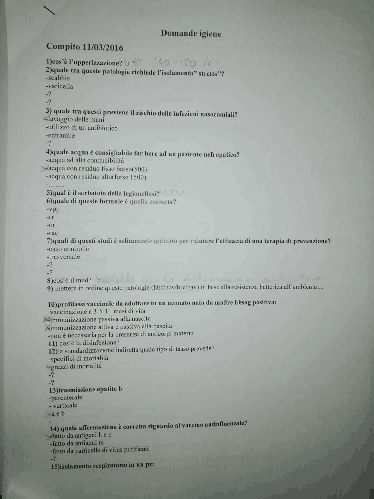 Domande Esame Igiene Docsity