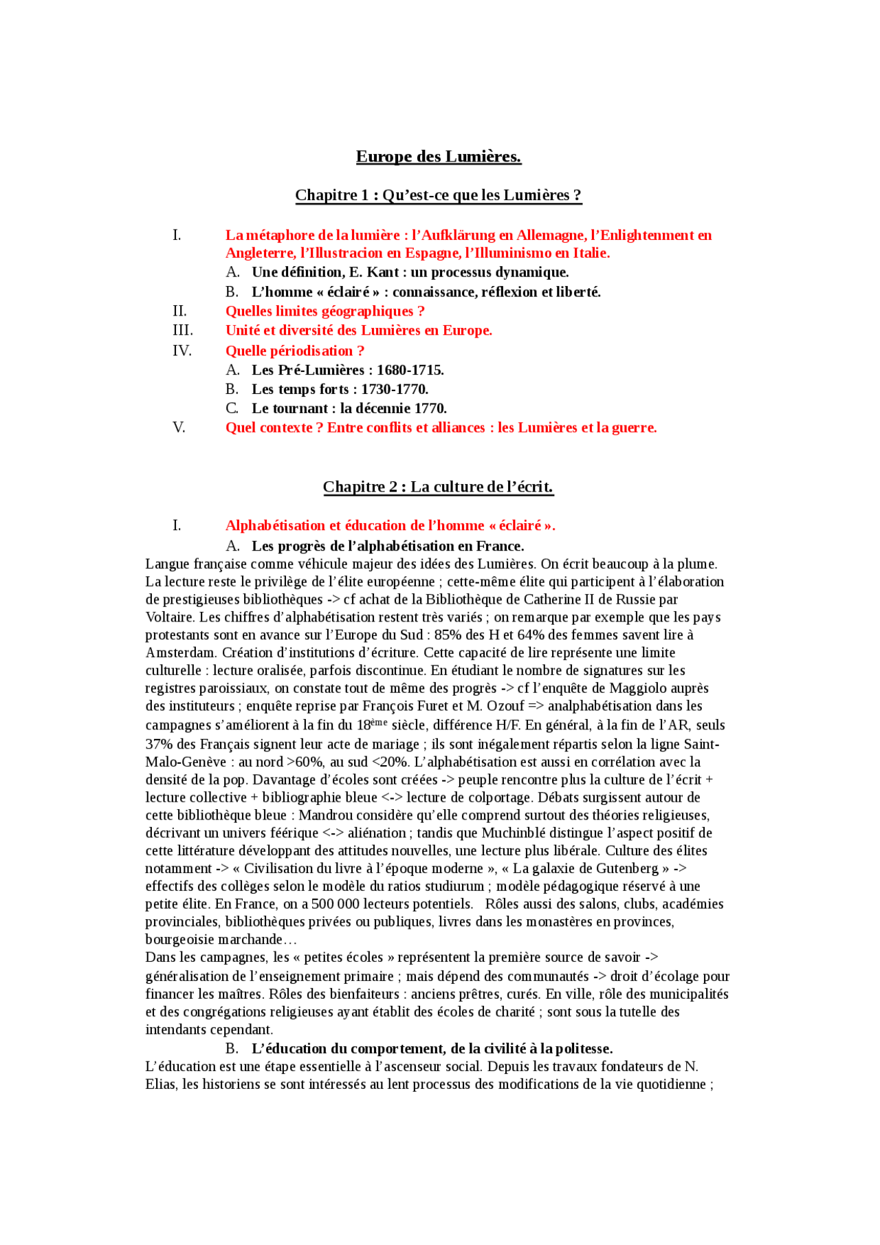 Europe Des Lumières Docsity