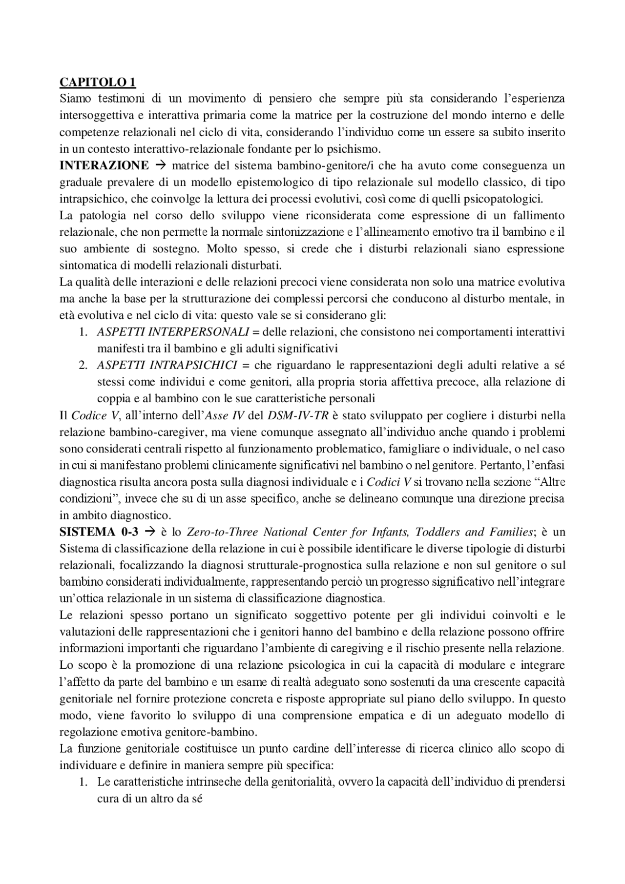 Riassunto Del Libro La Funzione Genitoriale Docsity