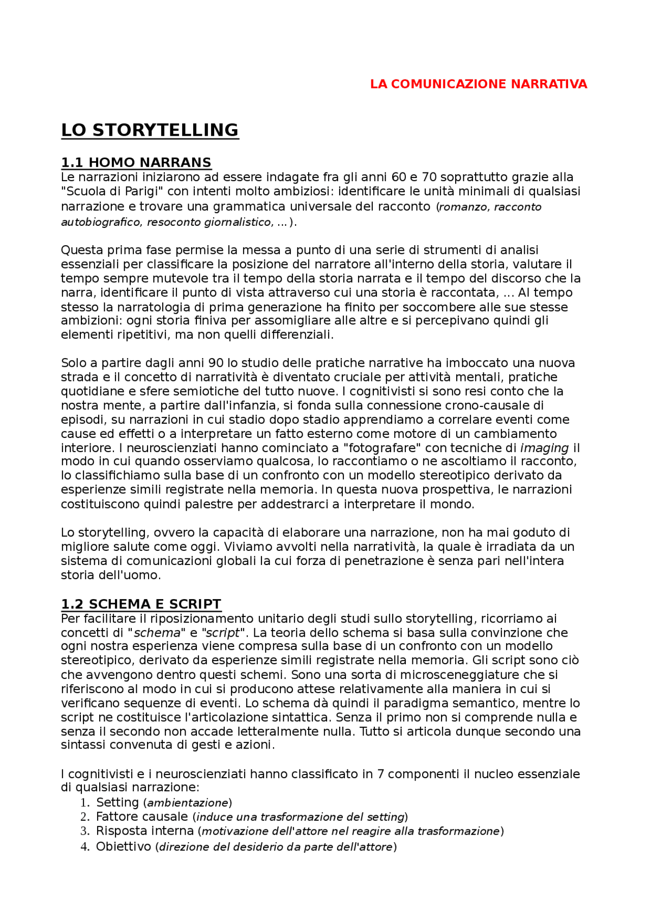 Riassunto La Comunicazione Narrativa Di Stefano Calabrese Docsity