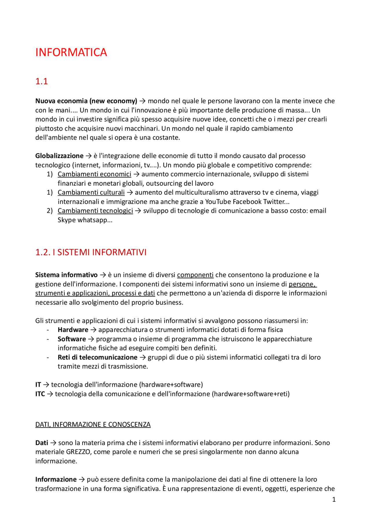 Schema riassuntivo Informatica Generale - Docsity