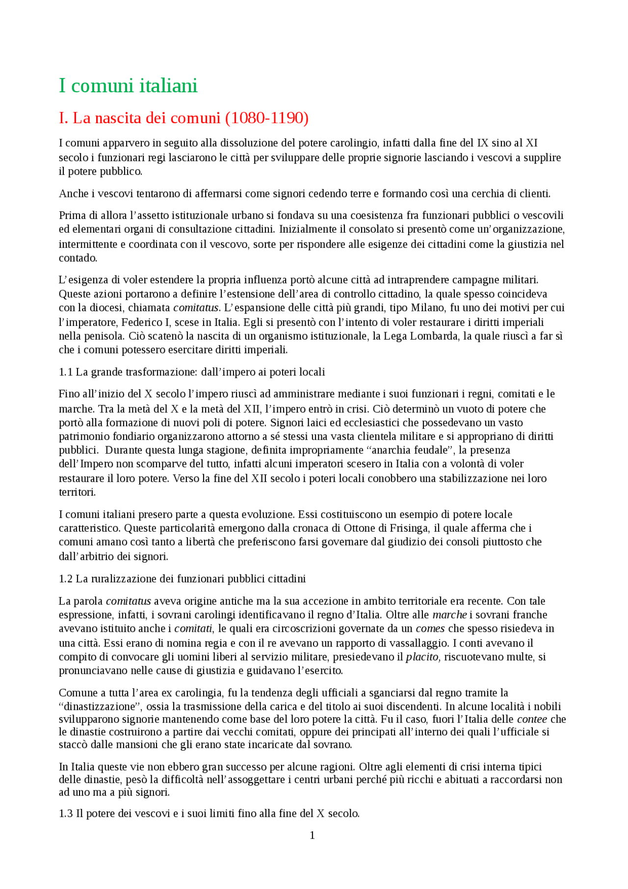 I Comuni Italiani Giuliano Milani Docsity