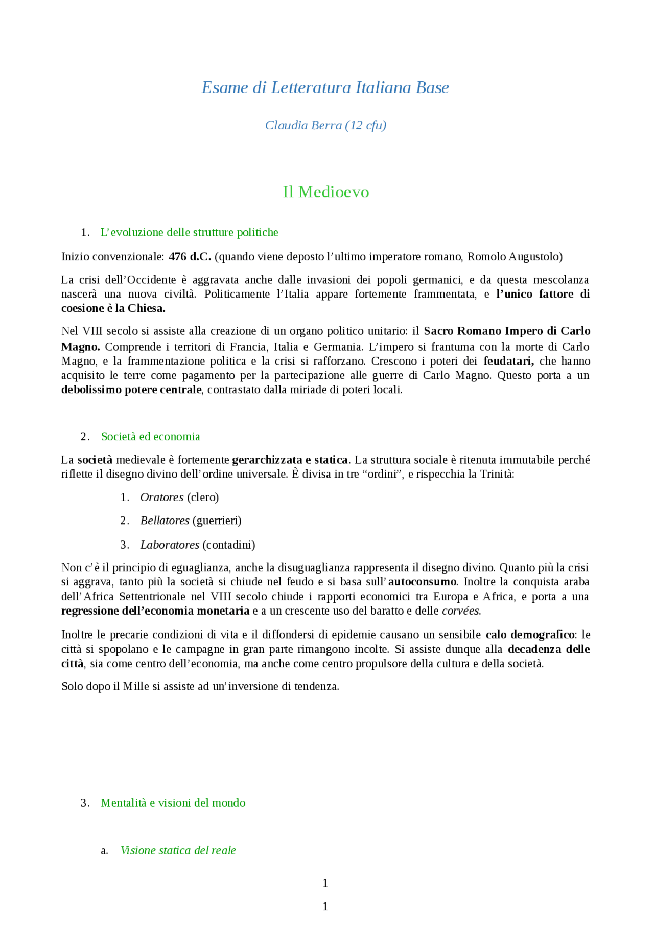 Modulo A E B Letteratura Italiana Base Unimi Docsity