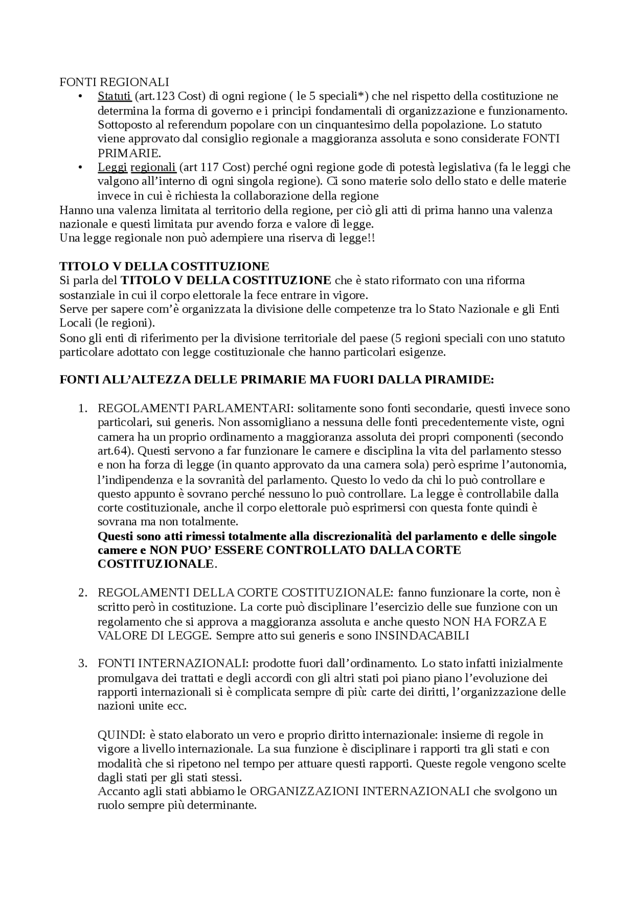 Le Fonti Regionali Del Diritto Pubblico Docsity