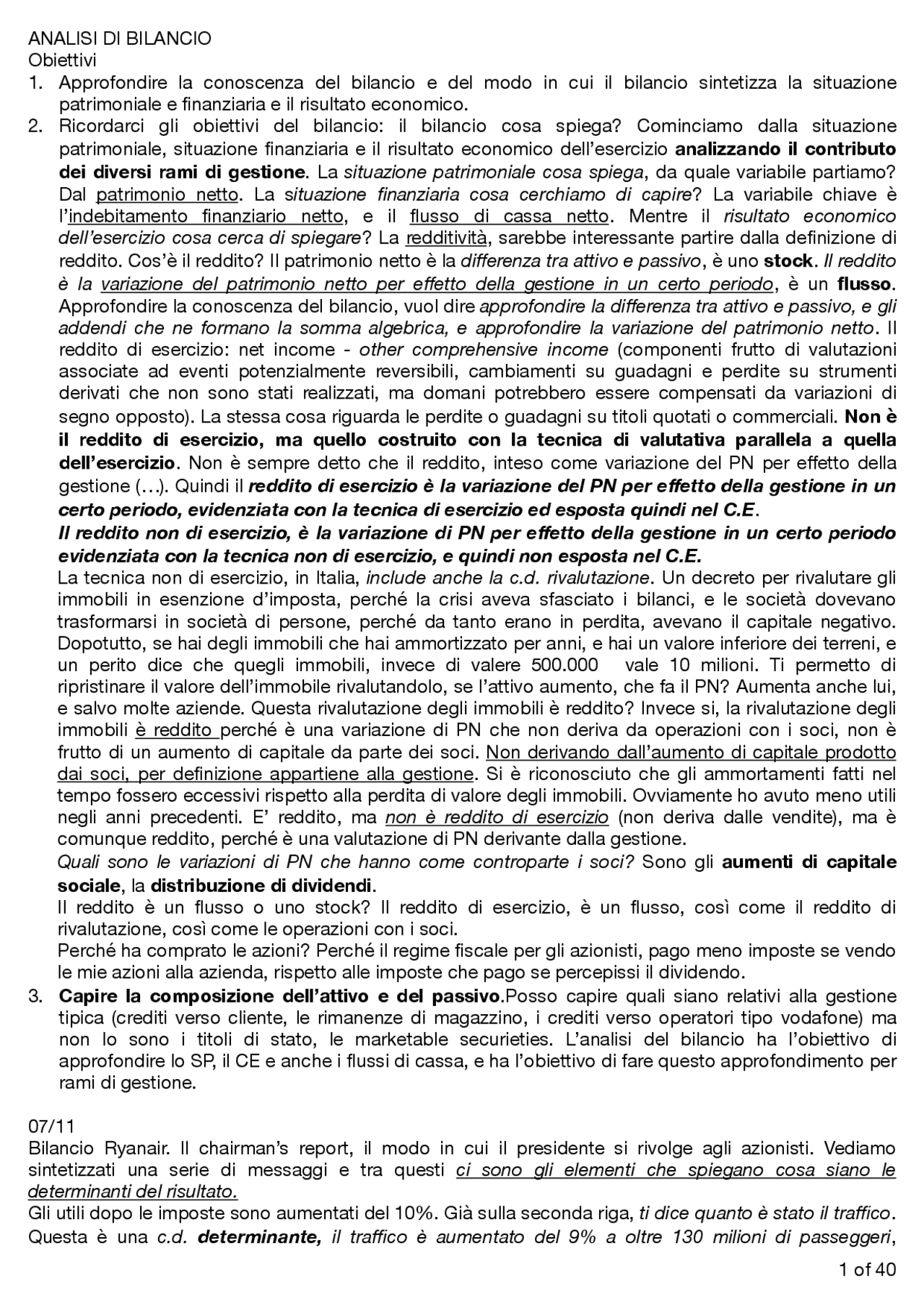 Appunti Analisi Di Bilancio Prof Russo Paolo Metodologie