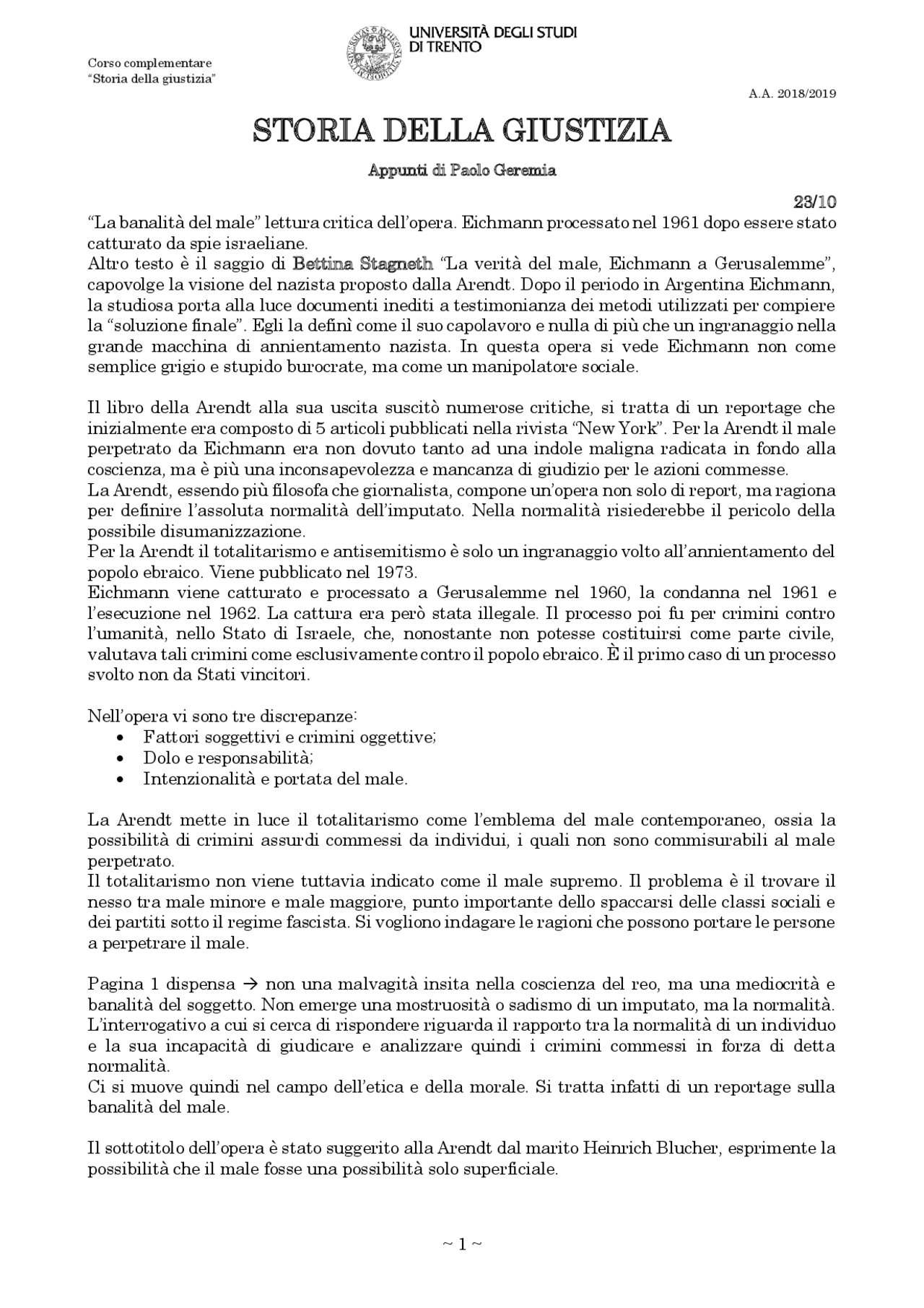 Storia Della Giustizia Appunti Di Paolo Geremia Docsity