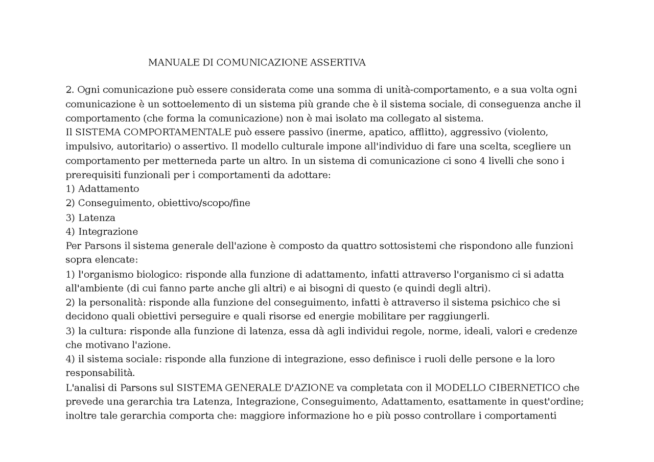 Manuale Di Comunicazione Assertiva Docsity