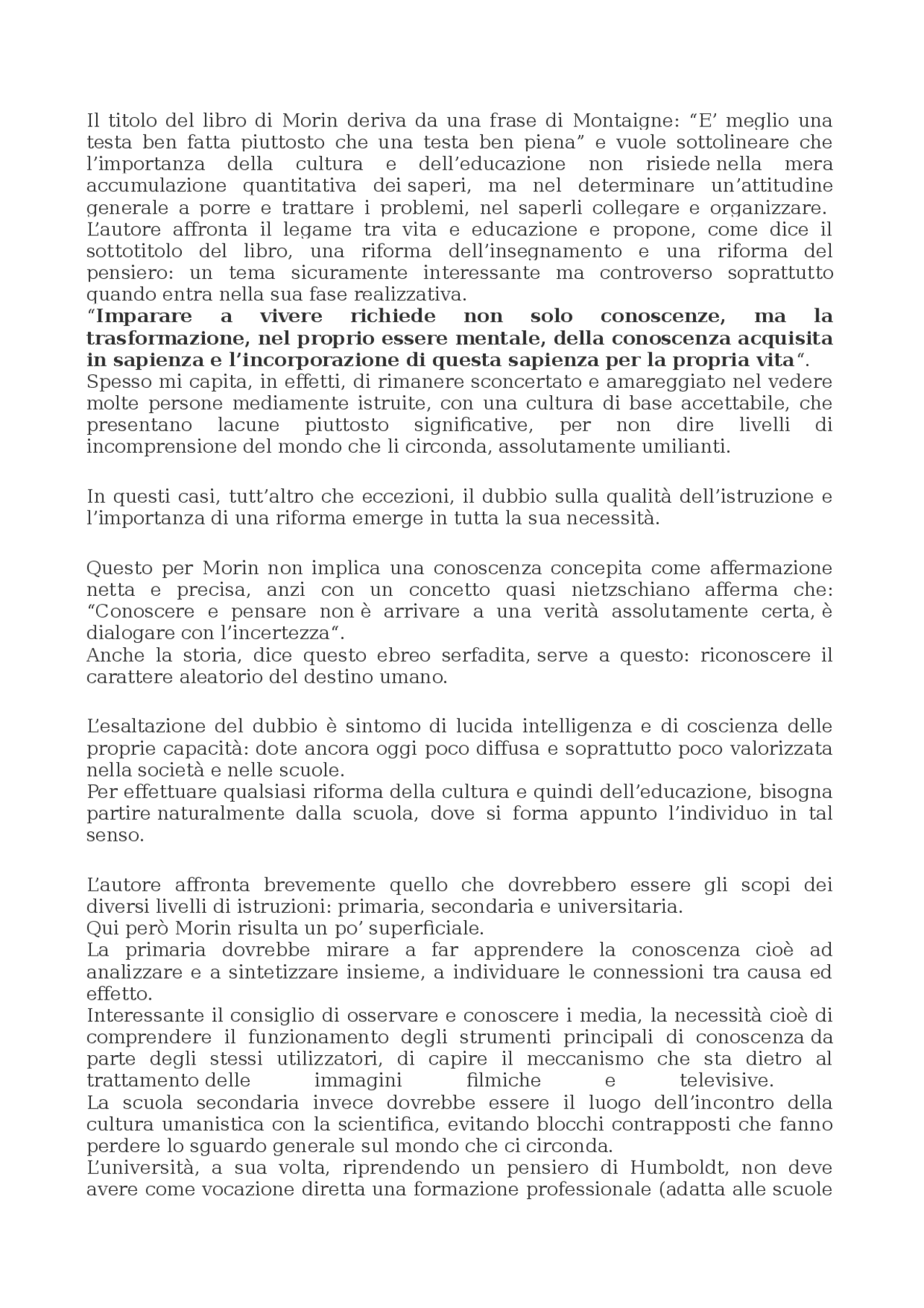 Morin La Testa Ben Fatta Docsity