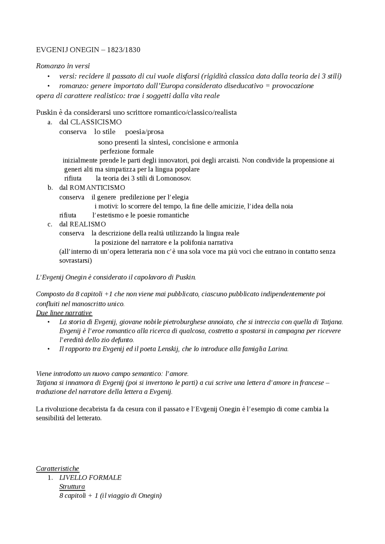 Appunti Di Letteratura Russa Docsity