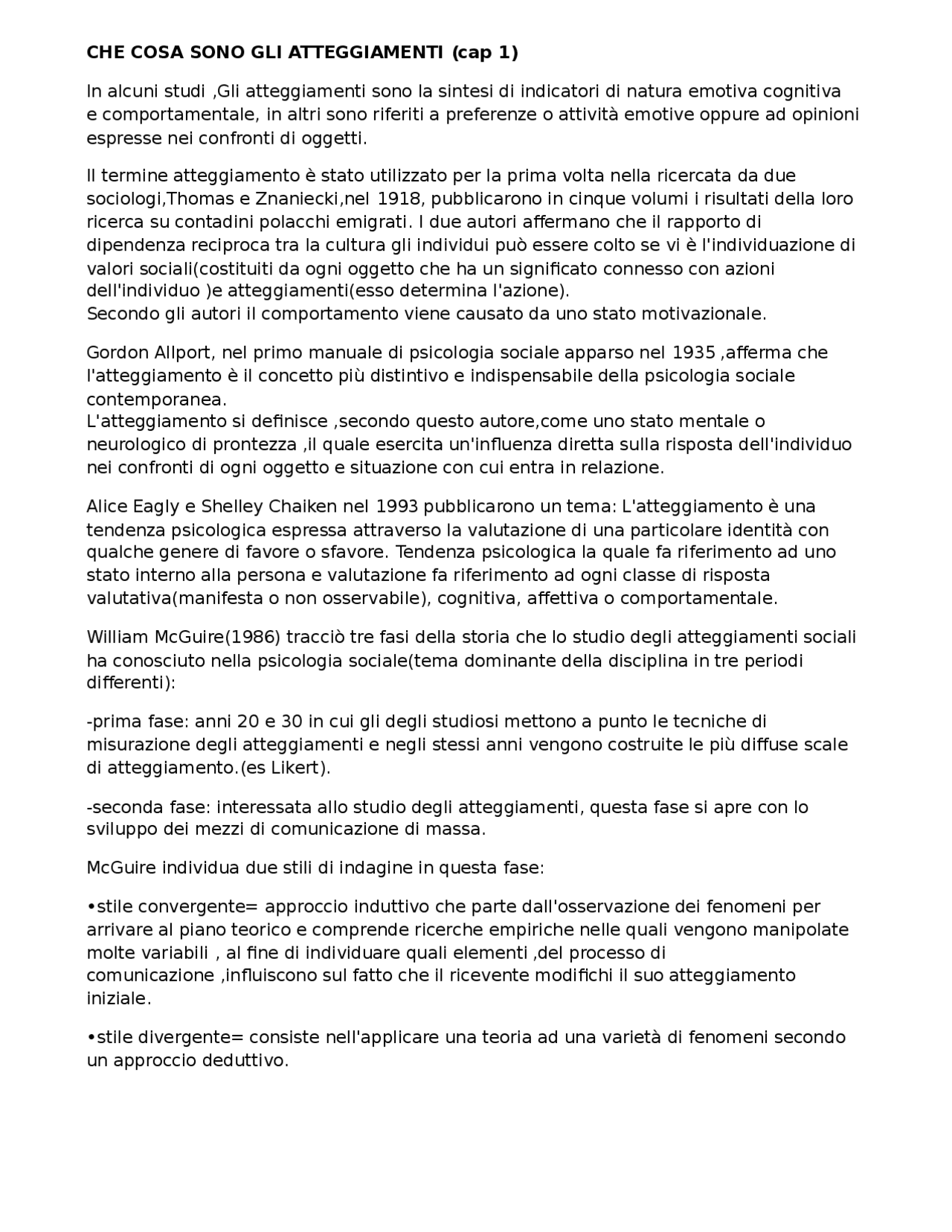 Riassunto Cavazza Psicologia Degli Atteggiamenti E Delle Opinioni