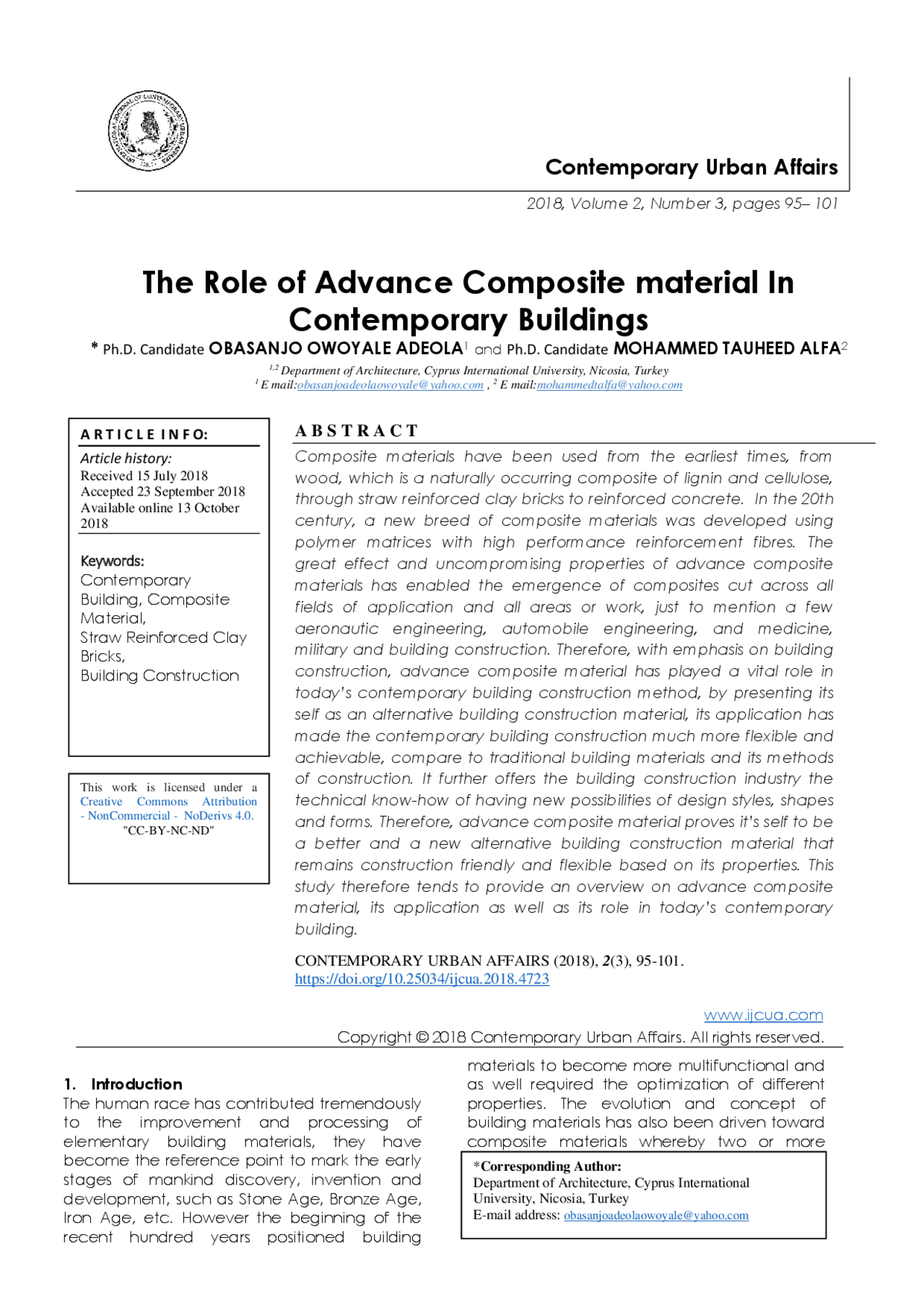 The Role of Advance Composite material In Contemporary Buildings - Docsity
