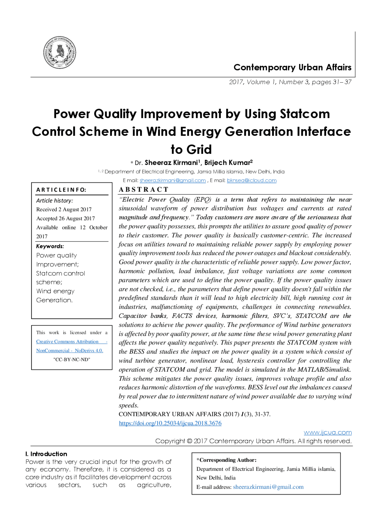 Power Quality Improvement By Using Statcom Control Scheme In Wind