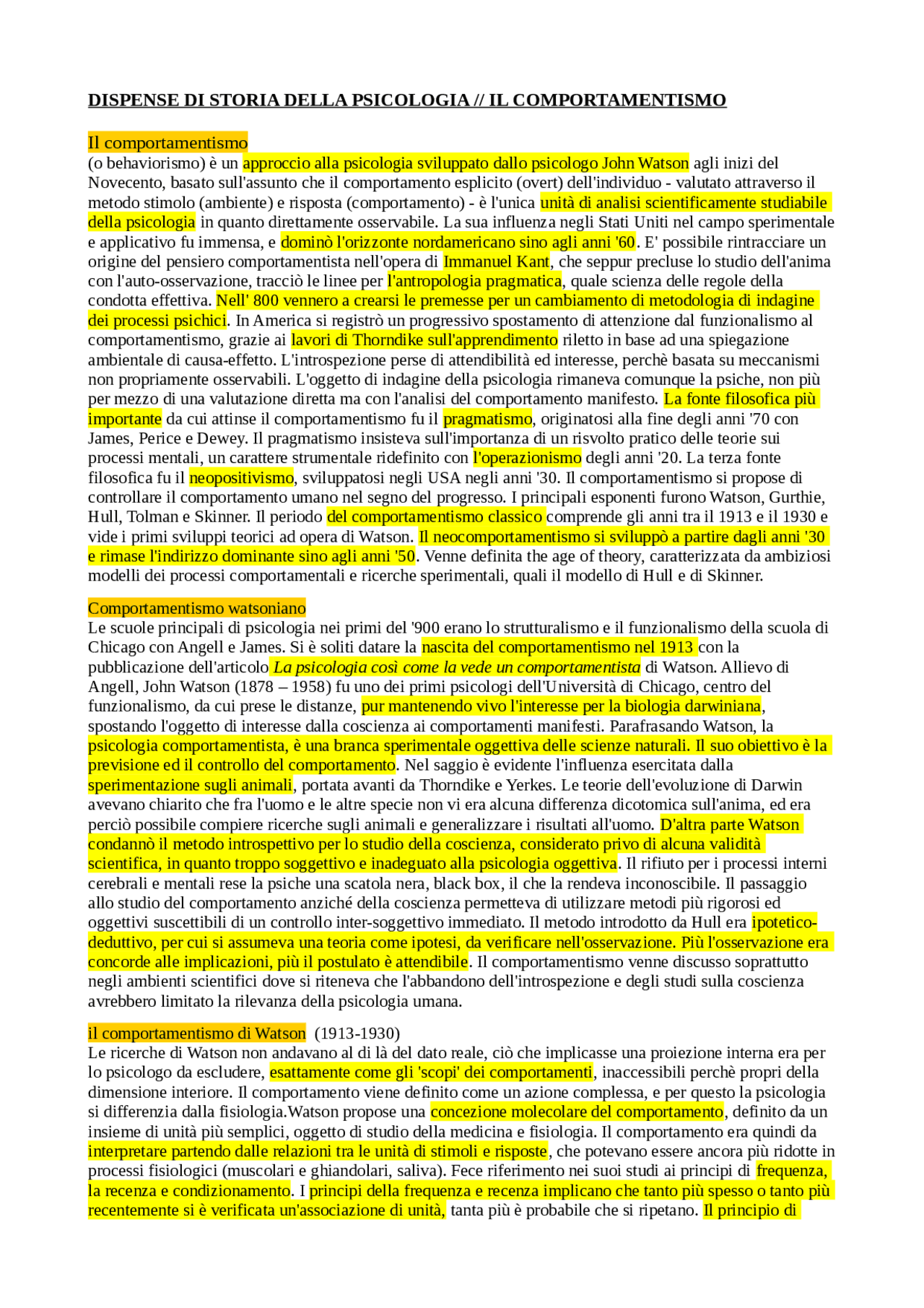 Storia Della Psicologia Docsity