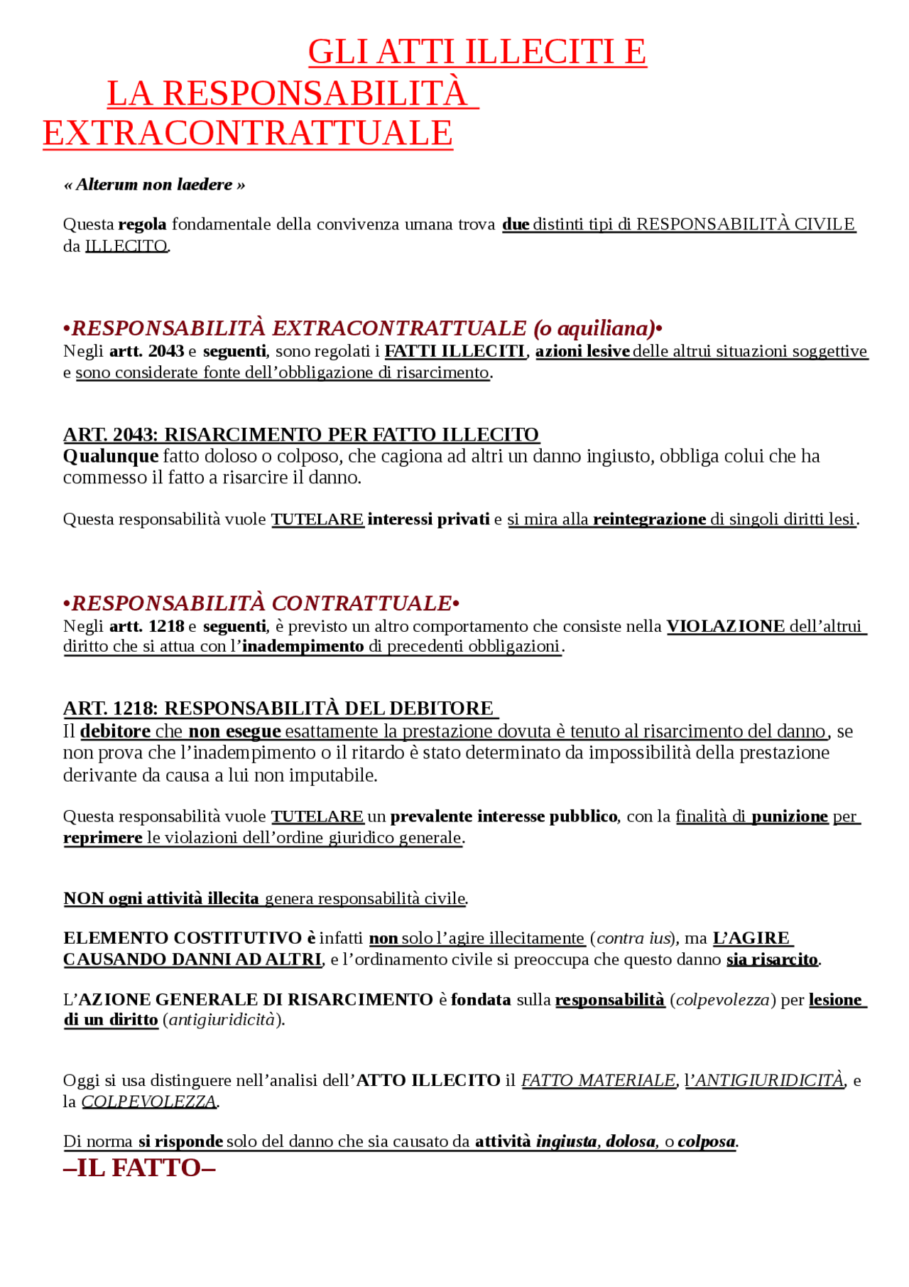 Diritto Privato 2 Atti Illeciti E Responsabilità Extracontrattuale