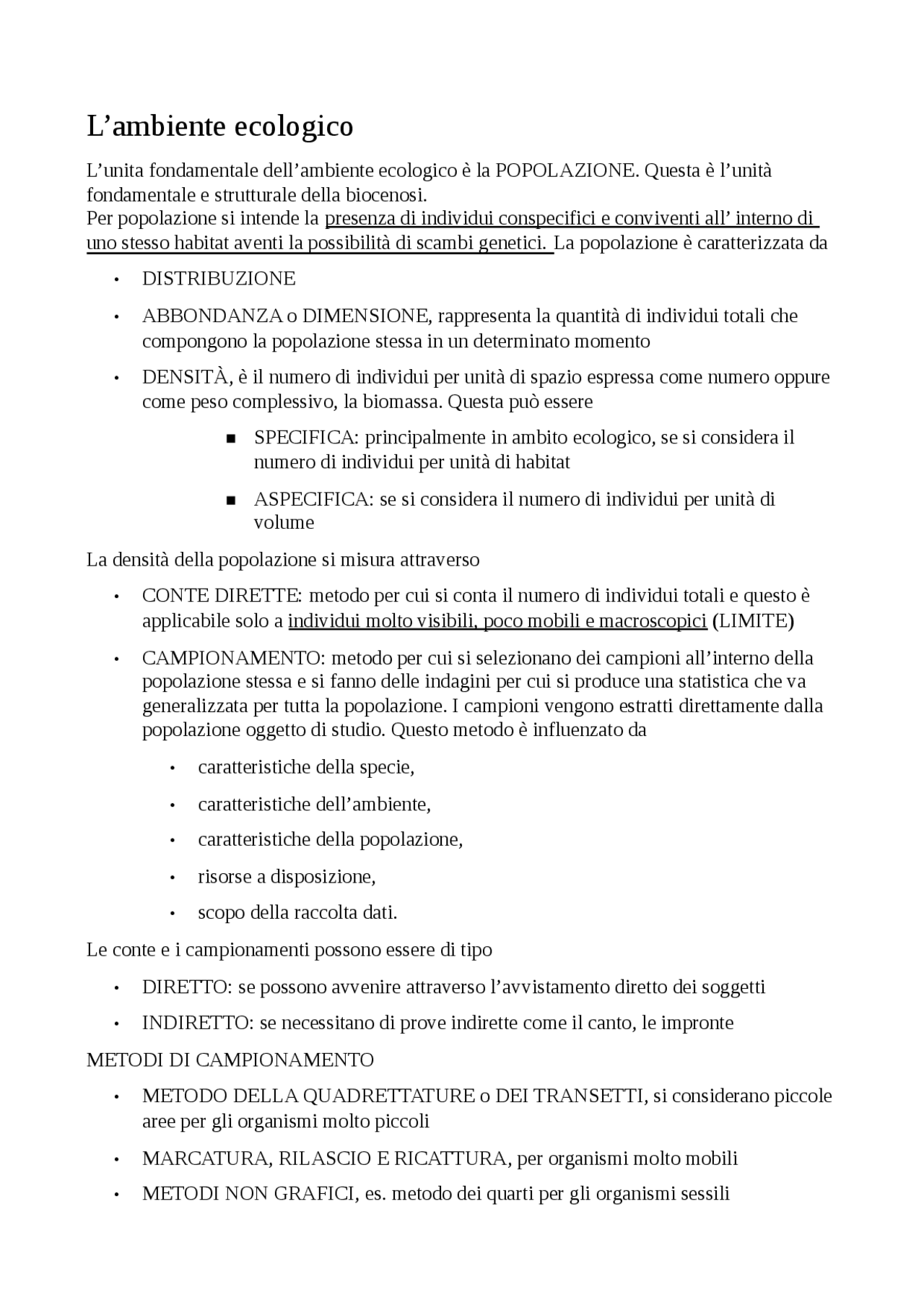Riassunti Di Ecologia Docsity