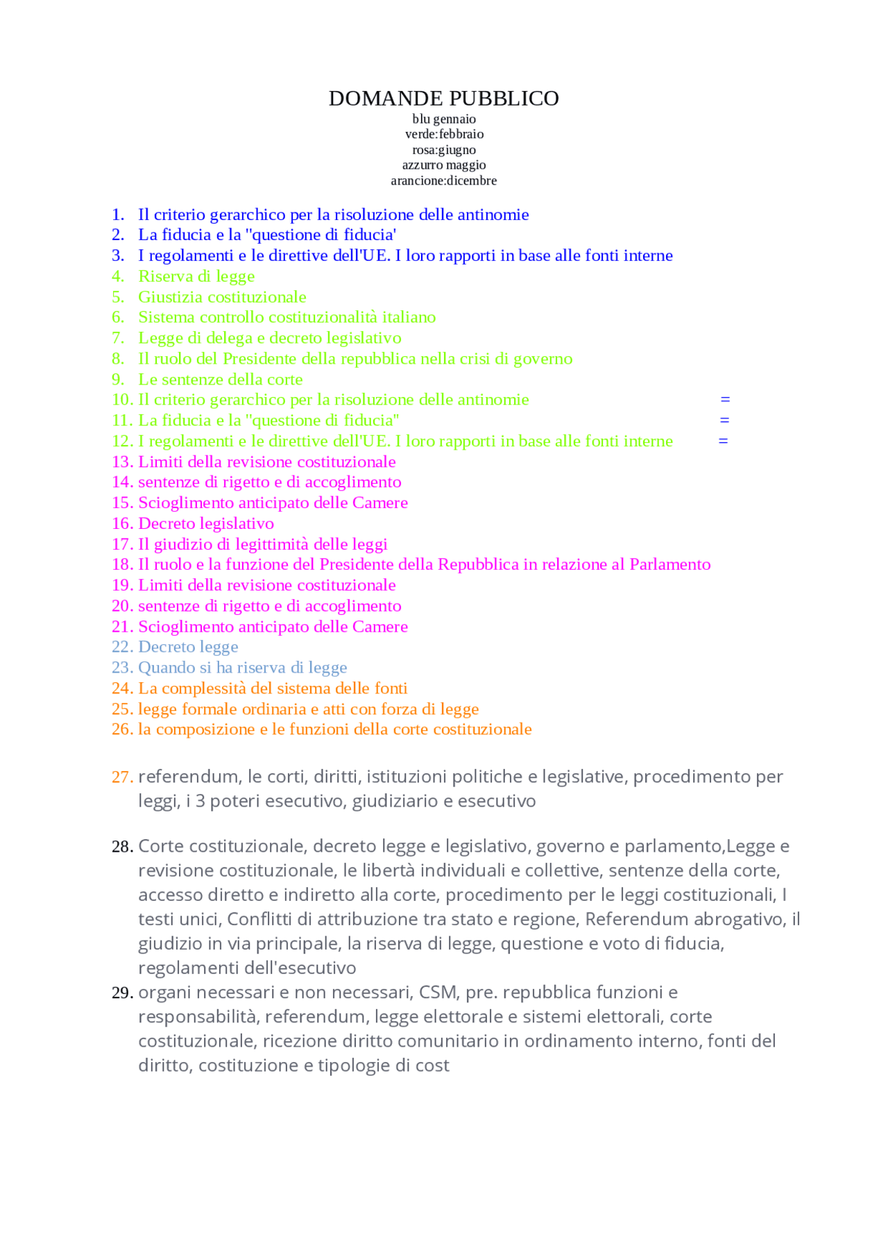 Domande Diritto Pubblico Prove Desame Di Diritto Pubblico Docsity