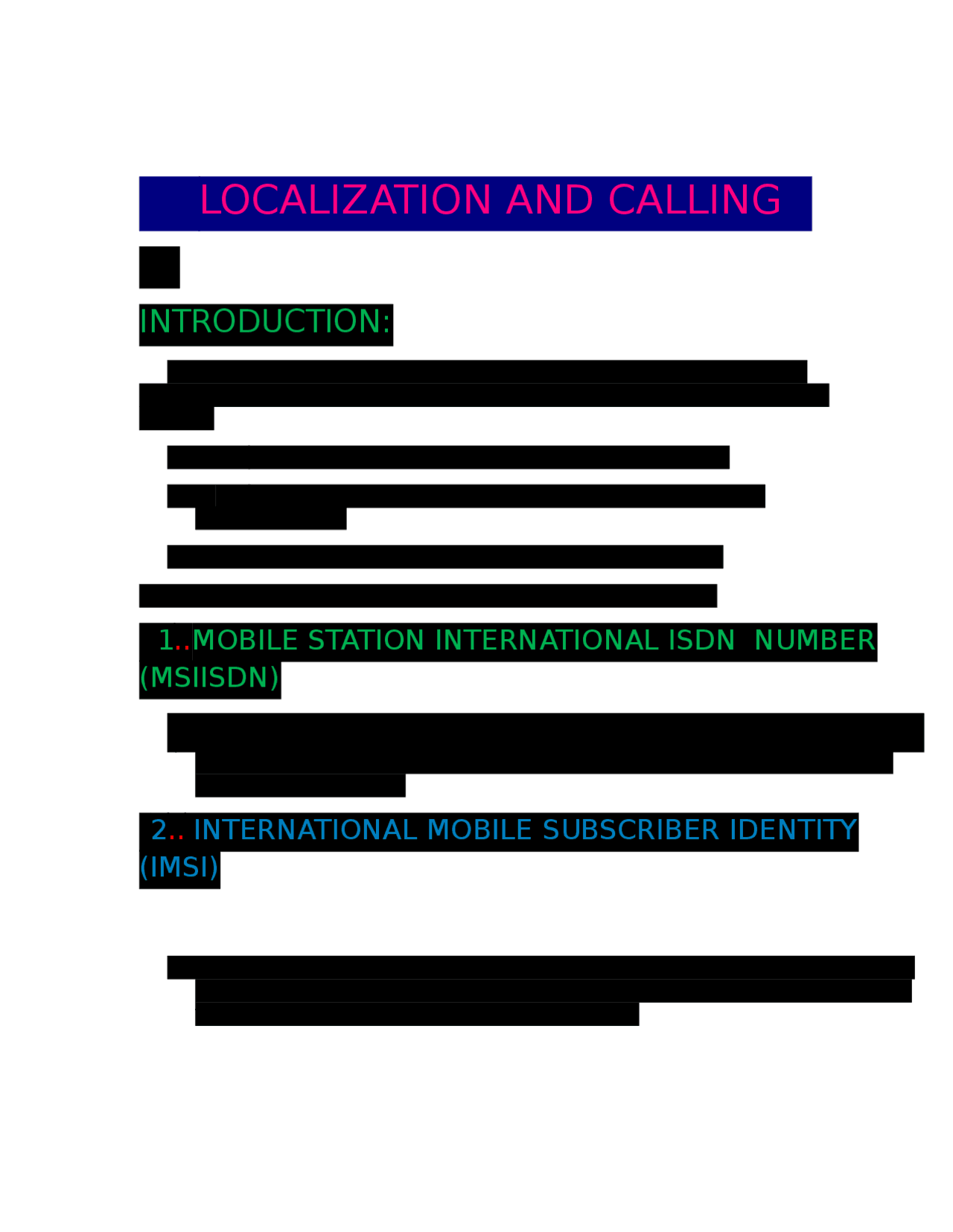 LOCALIZATION AND CALLING | Study notes Mobile Computing | Docsity