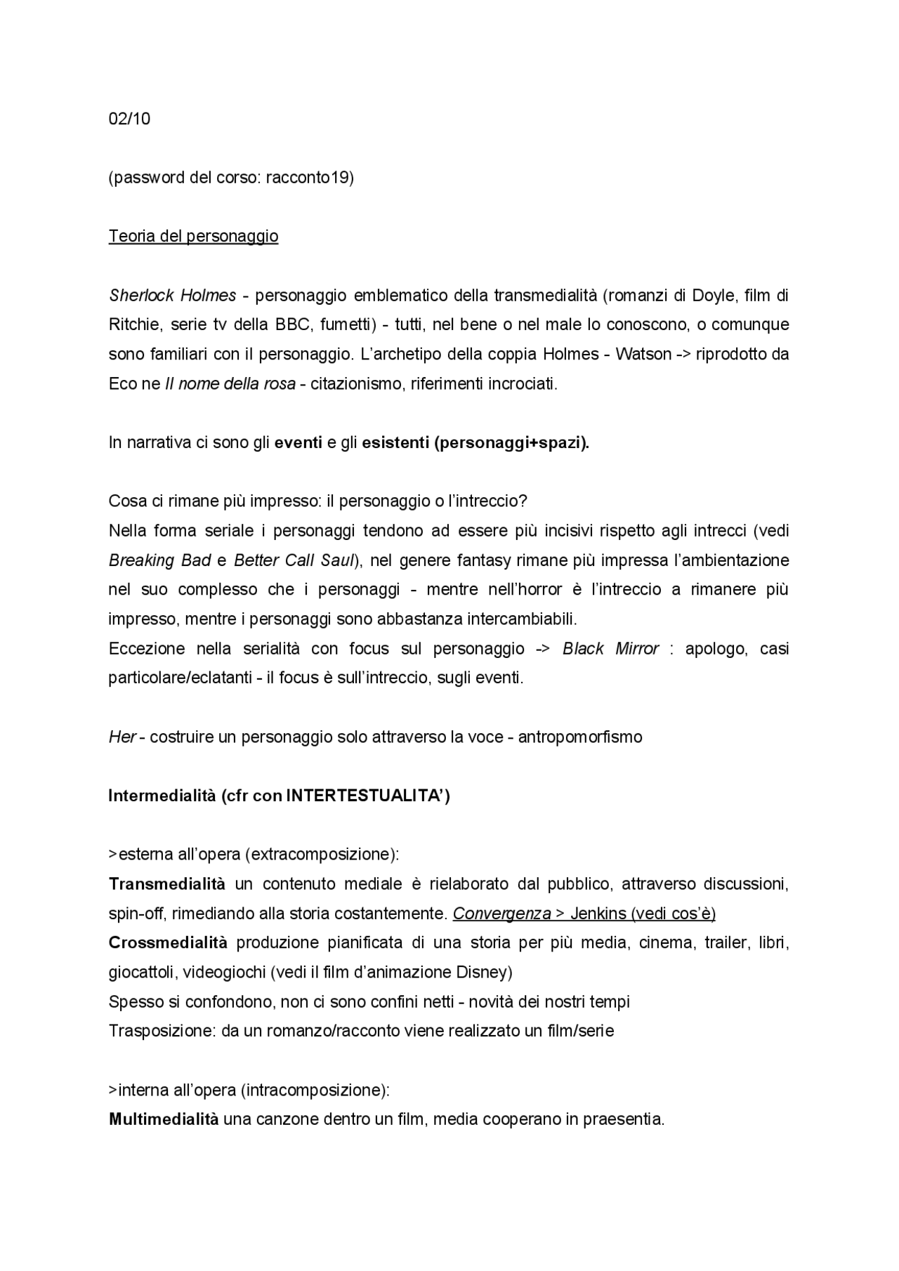 Appunti Teorie E Tecniche Del Racconto Docsity