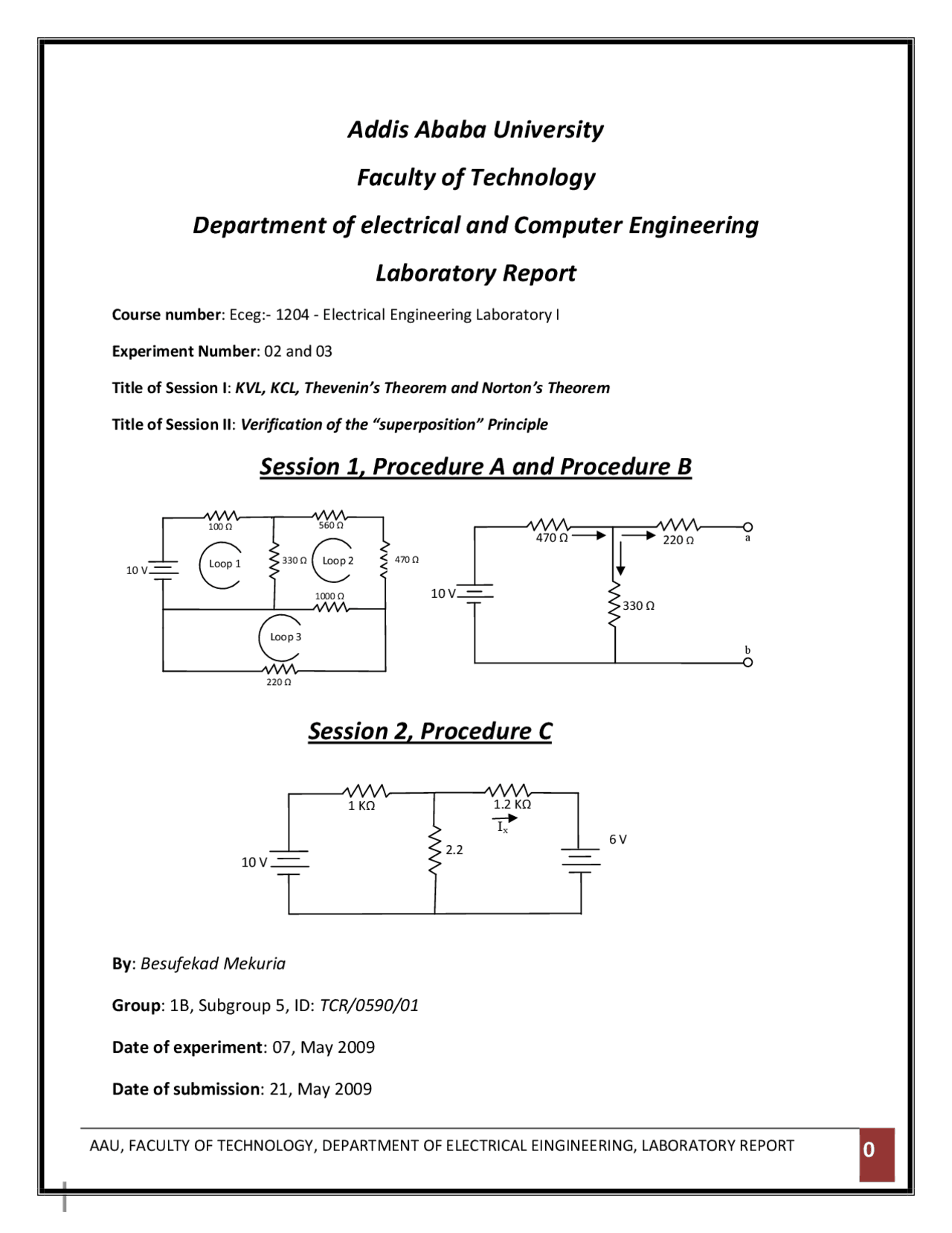 Experiment On Fundamentals Of Electrical Circuit Docsity