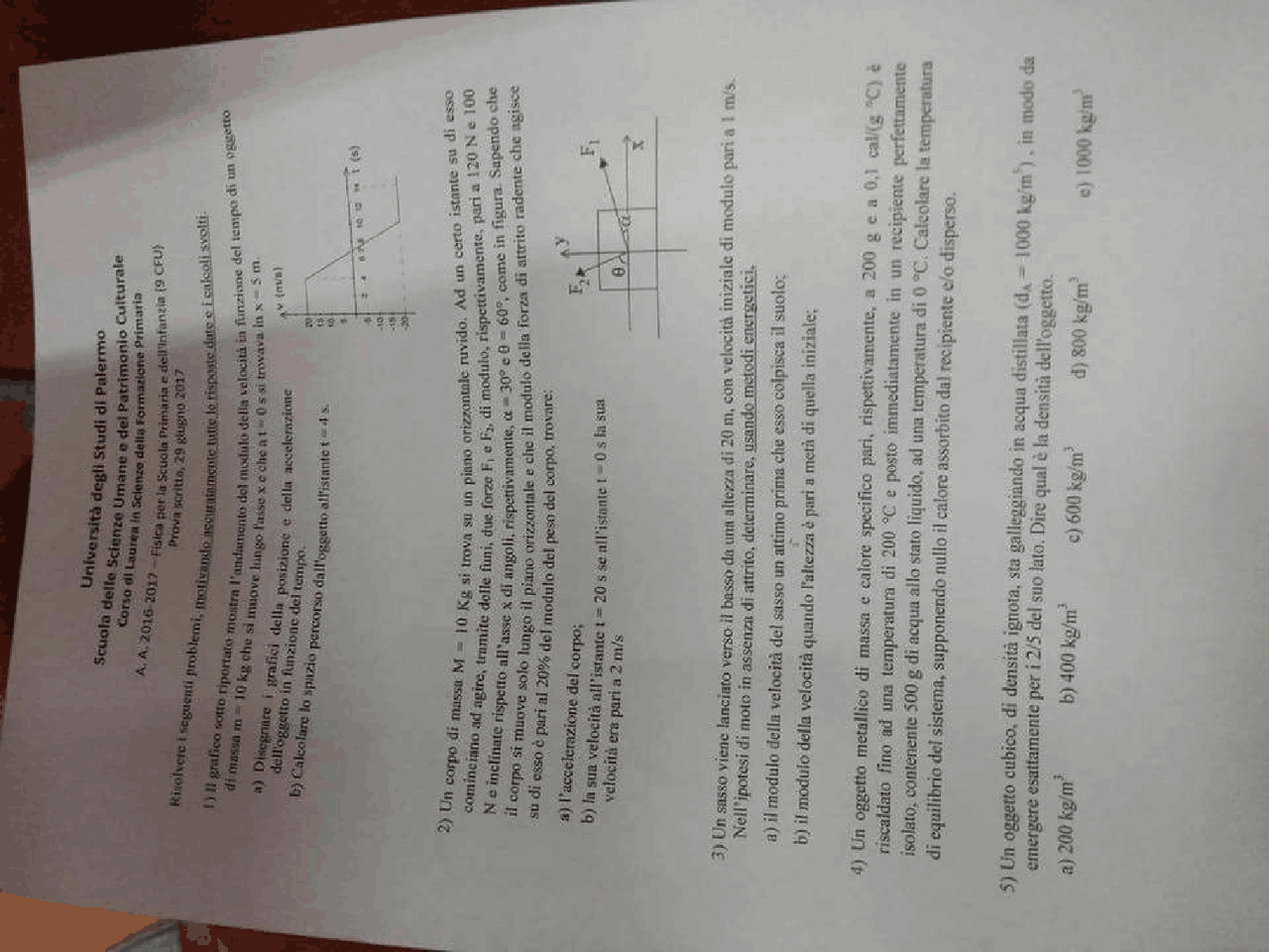 Compito Di Fisica Scienze Della Formazione Primaria Palermo Prof