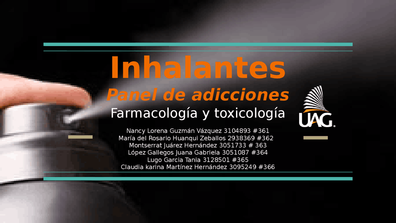 Drogas/ Inhalantes / Panel de adicciones / Farmacología y toxicología ...