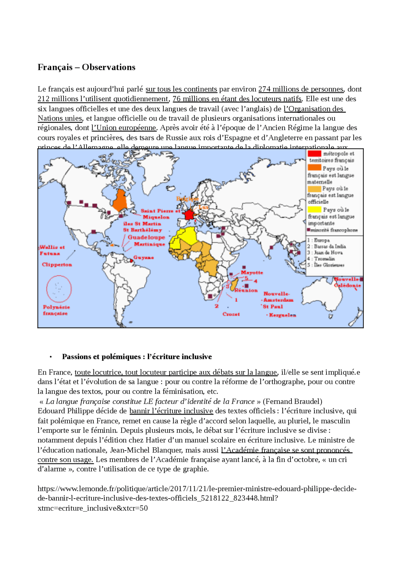 Français Observations Docsity