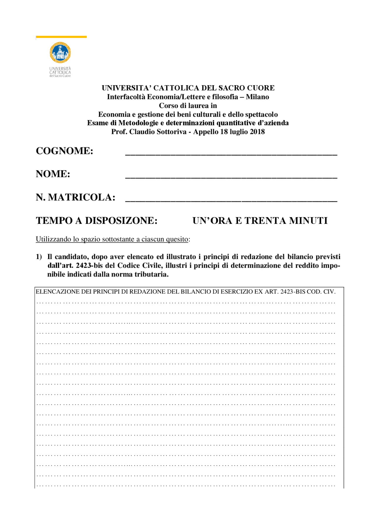 Tema Desame Teoria Metodologie E Determinazioni Quantitative D