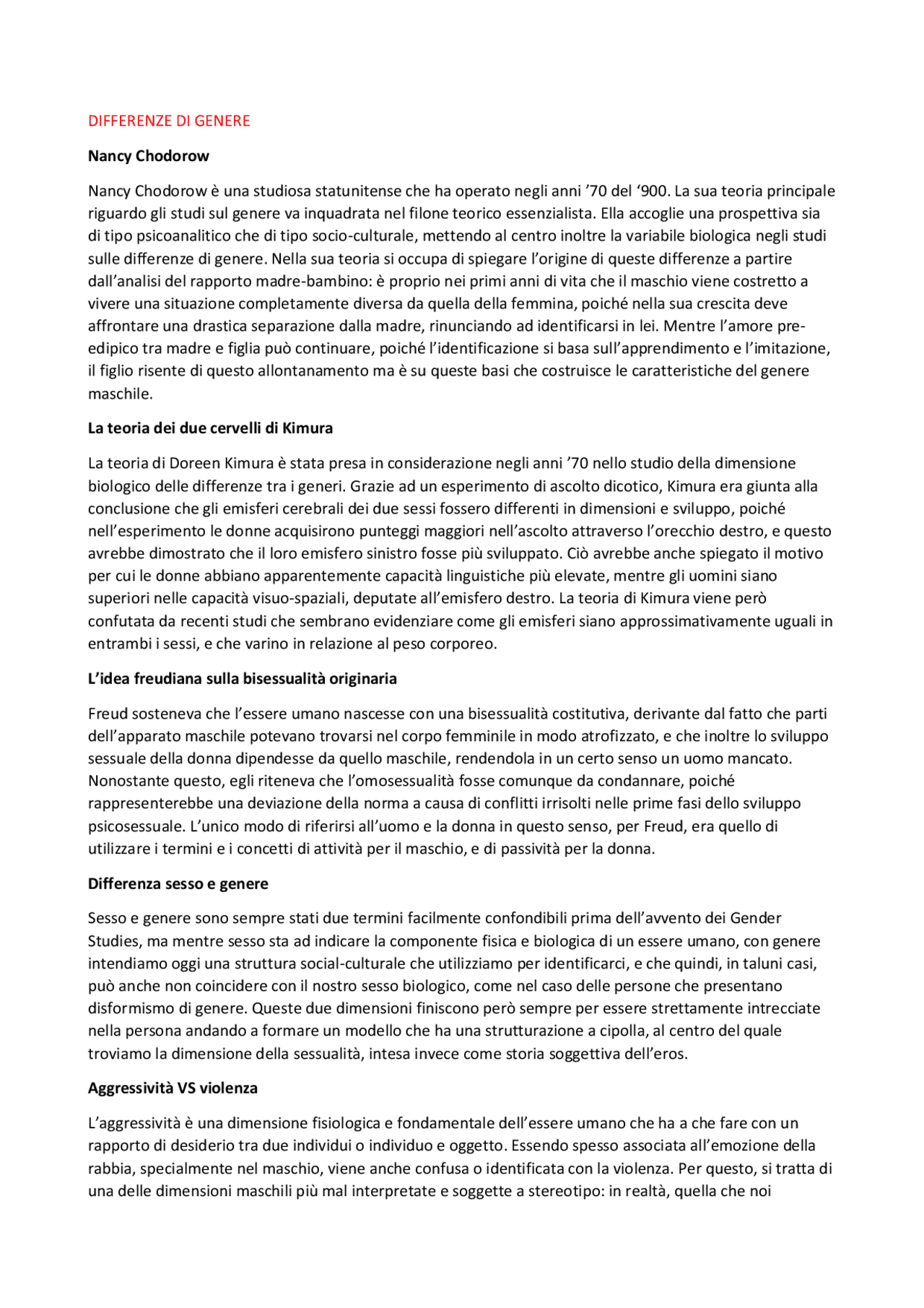 Psicologia Delle Differenze Di Genere Docsity