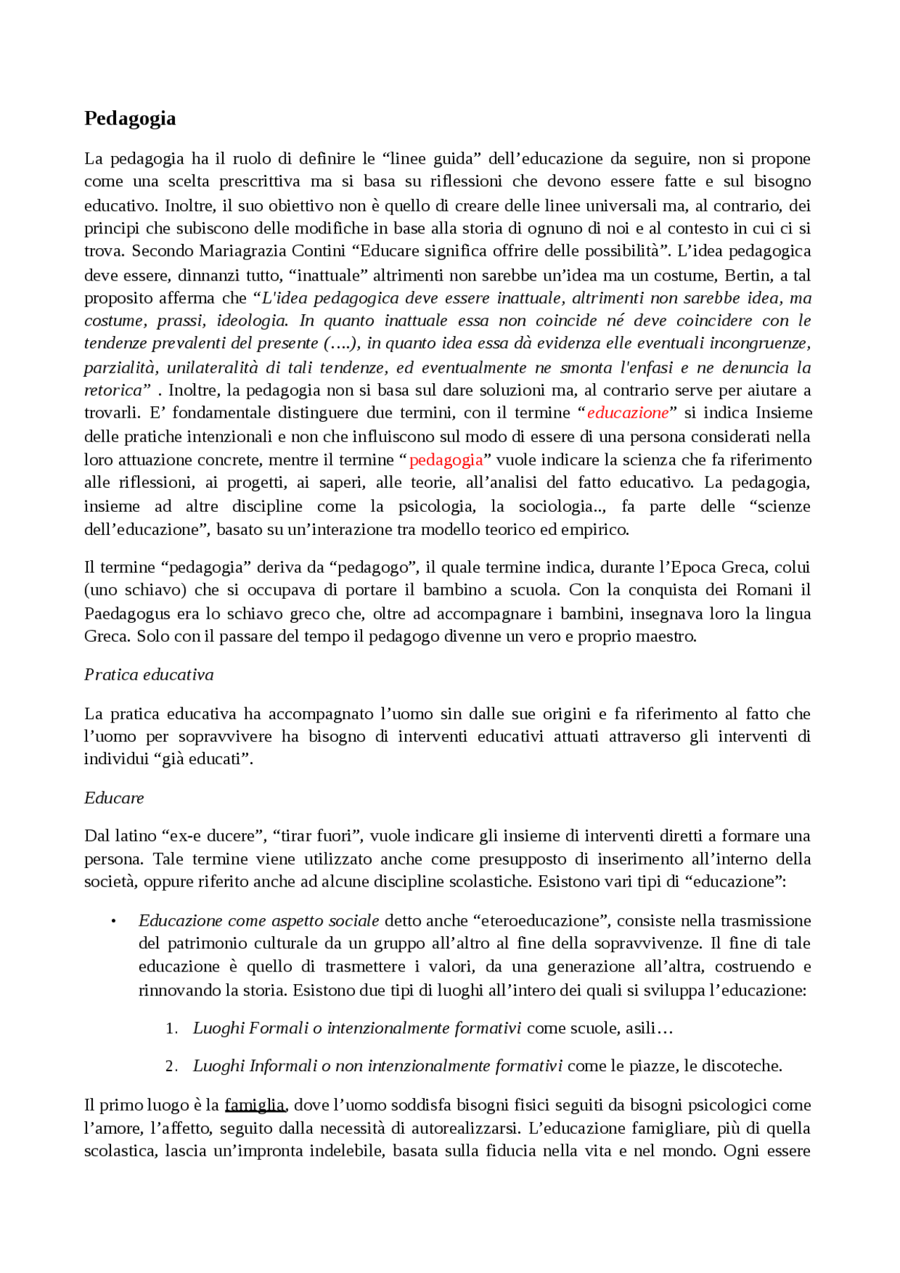 Riassunti Di Pedagogia Ii Docsity