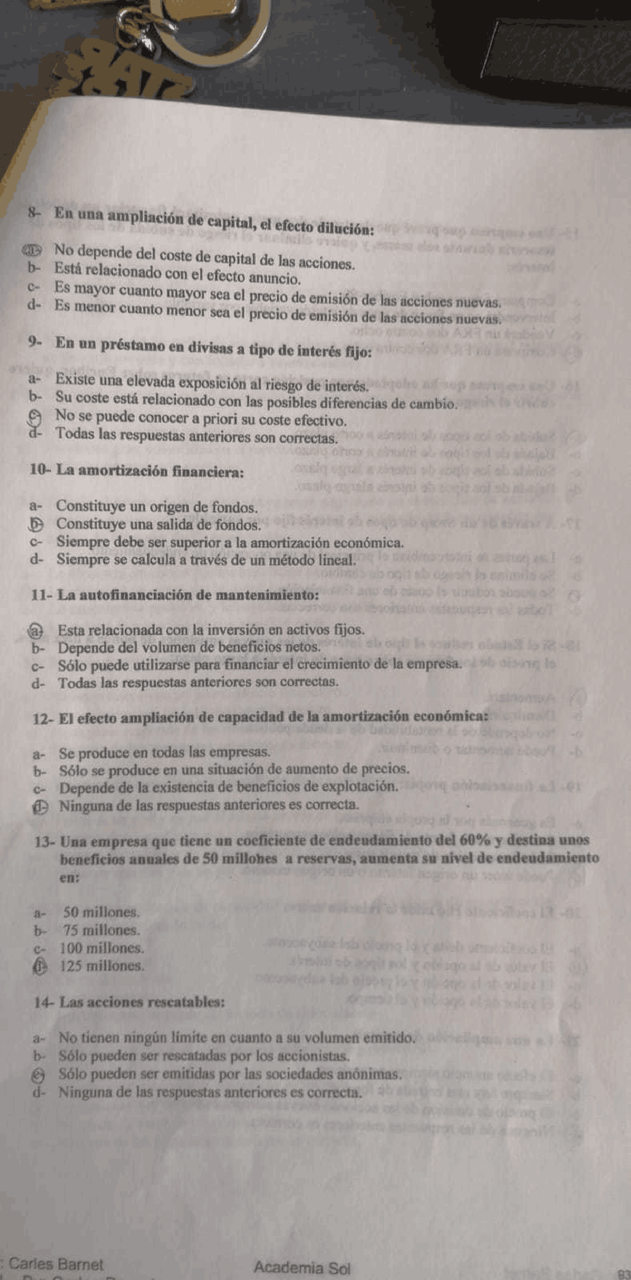 Examen Test Direccion Financiera Ub Ade Docsity
