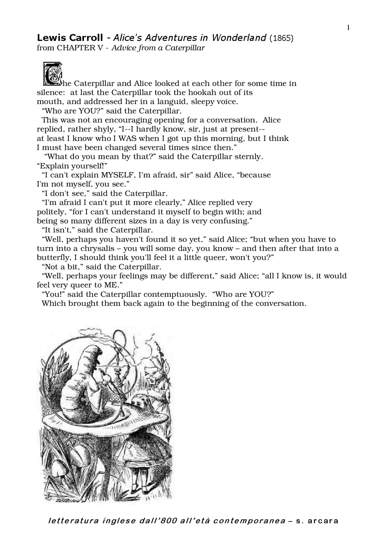 Lewis Carroll - An extract from "Alice's Adventures in Wonderland ...