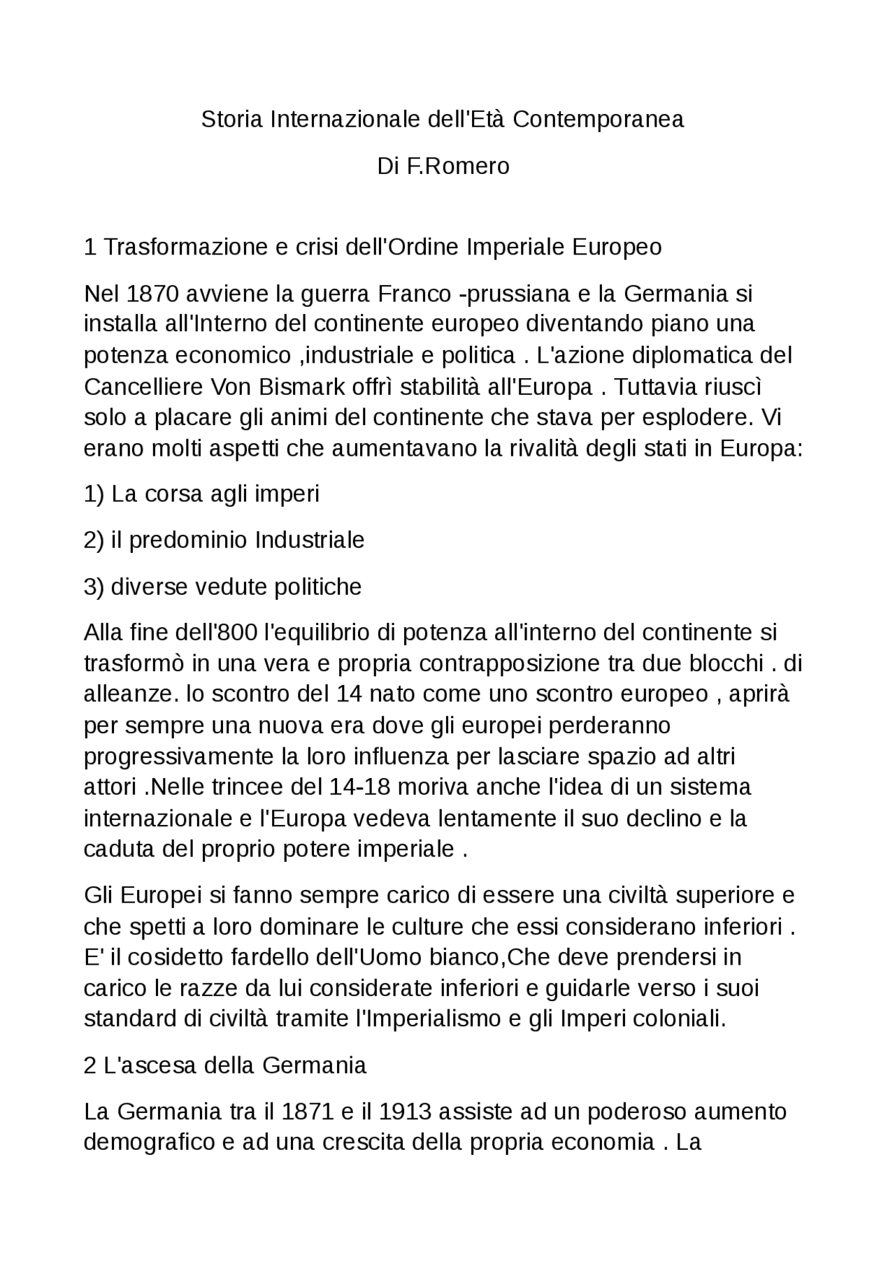 Storia Internazionale Docsity