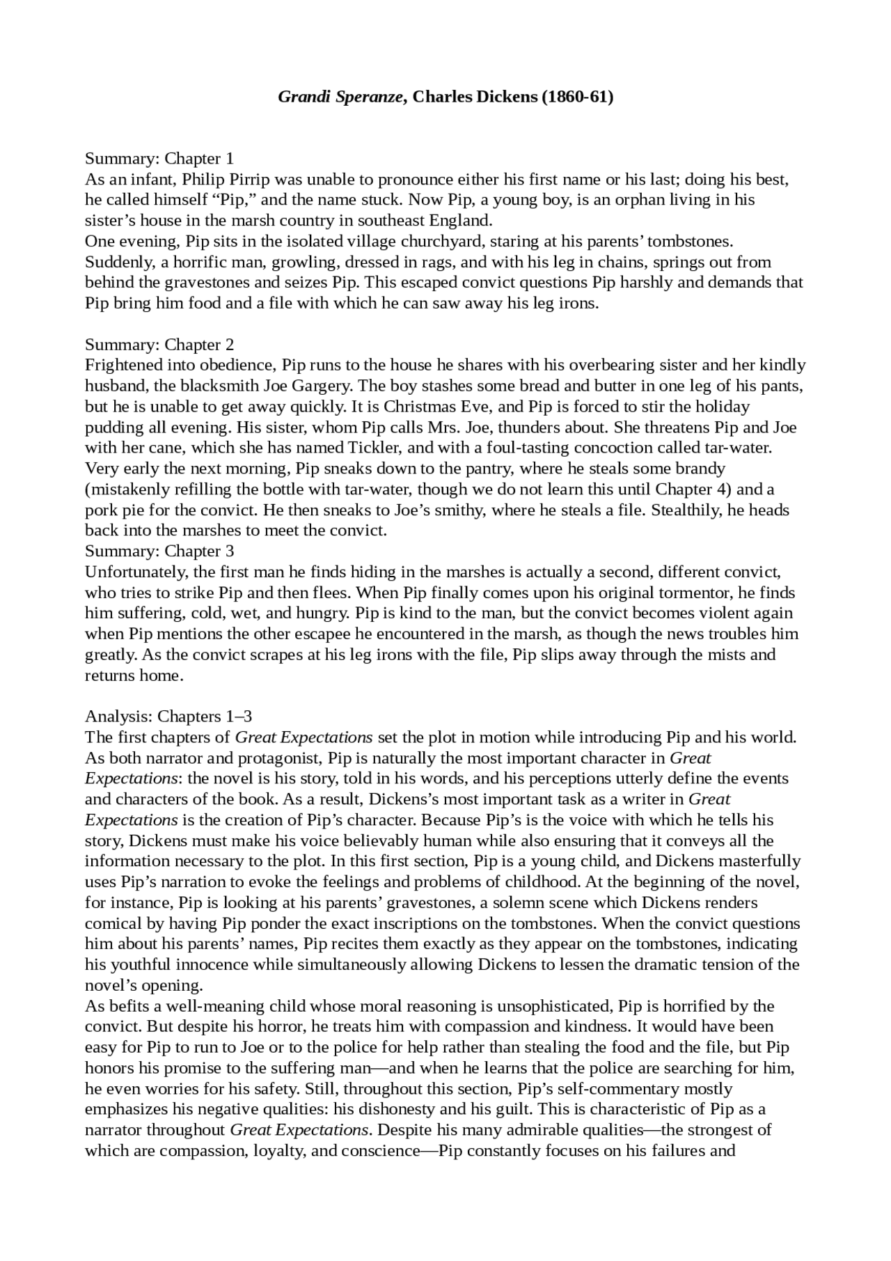 Great Expectations Riassunto Docsity