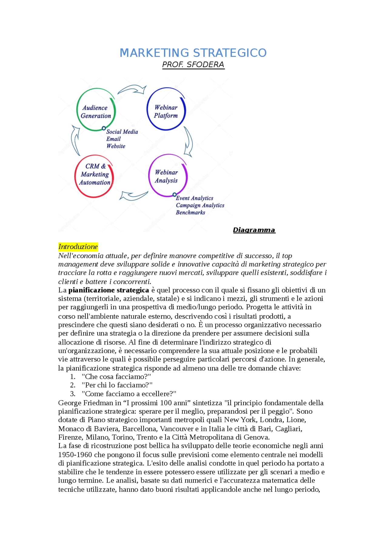 MARKETING STRATEGICO - PROF. FABIOLA SFODERA - Docsity