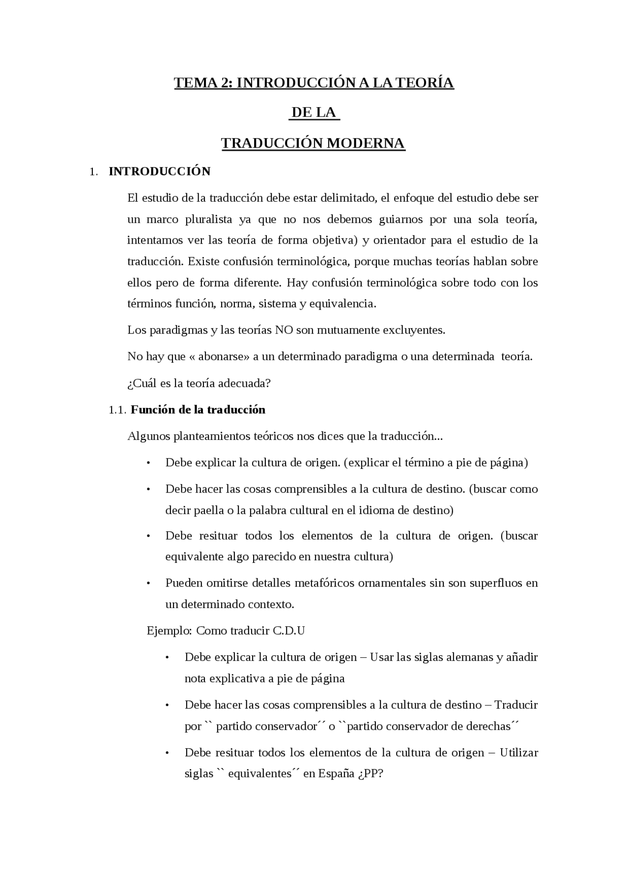 IntroducciÓn A La TeorÍa De La TraducciÓn Moderna Docsity